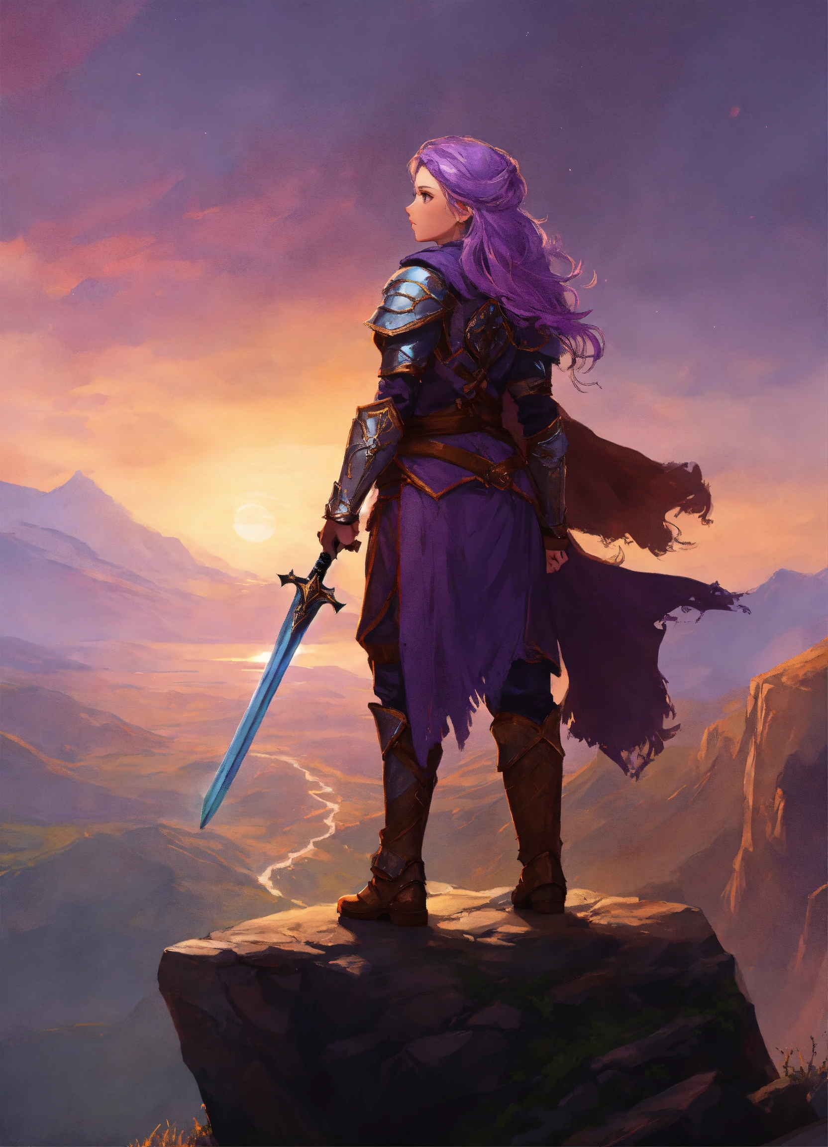 Lexica - Female sturdy Dwarf Cleric, with purple hair, wearing armor ...