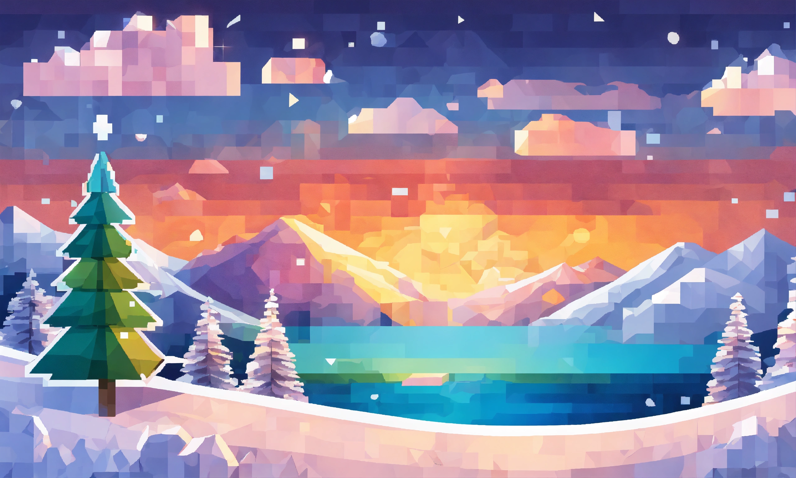 Lexica - Opal stone color christmas scenery pixelate art, die-cut ...