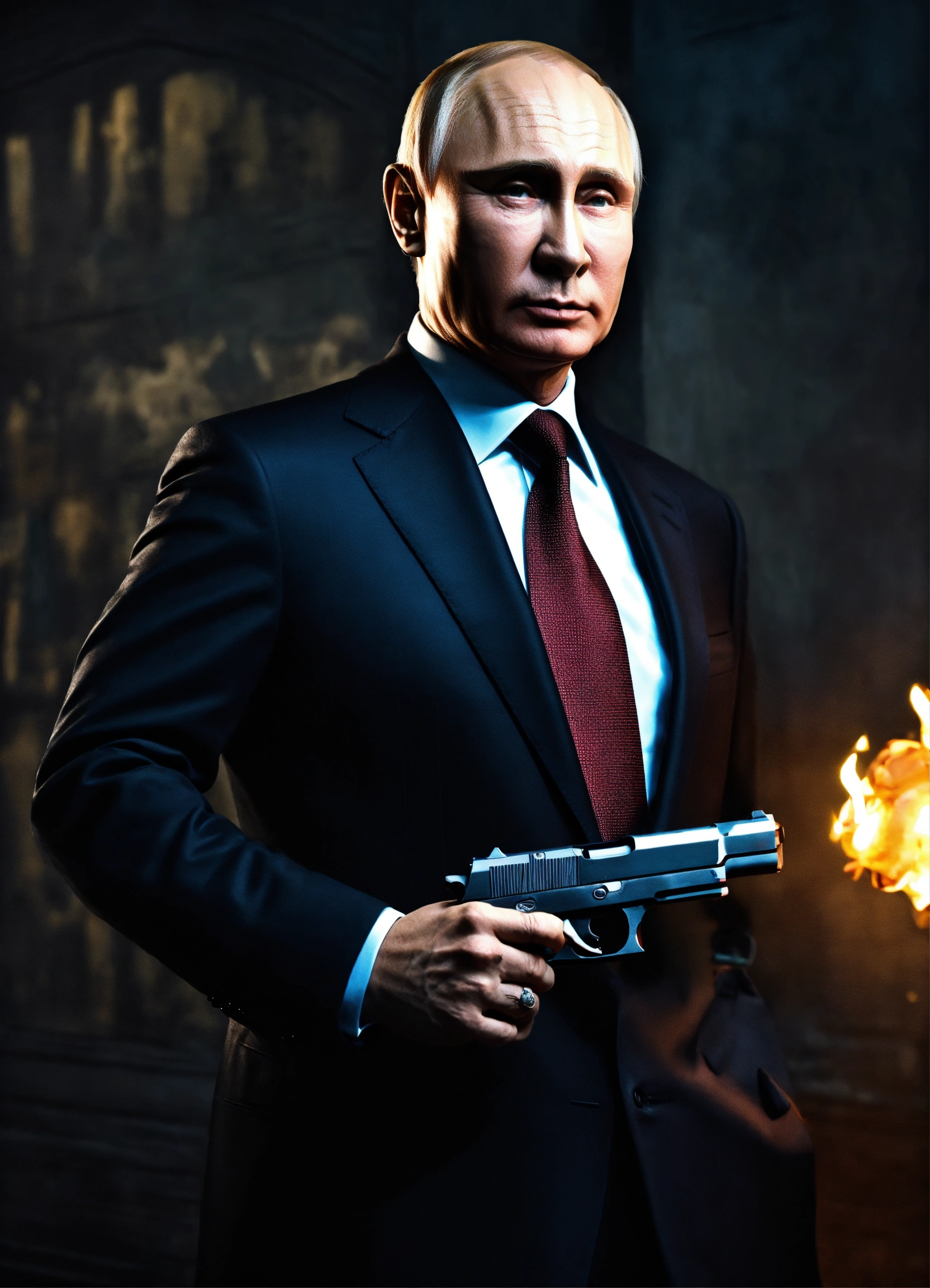 Lexica - Vladimir Putin holding handgun, gangster mafia style ...