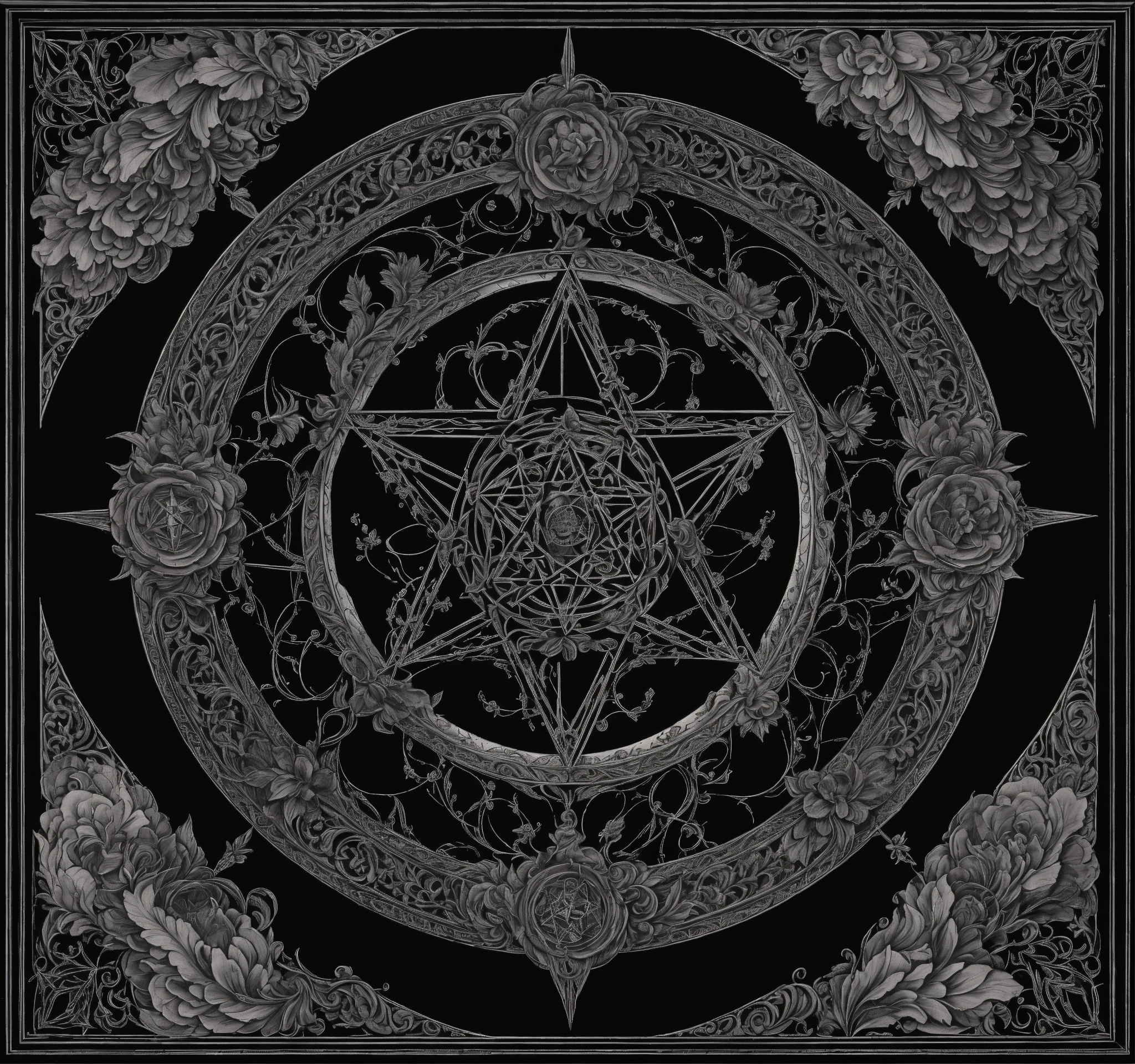 Lexica - Into the pentagram, intricate art, dark fantasy style