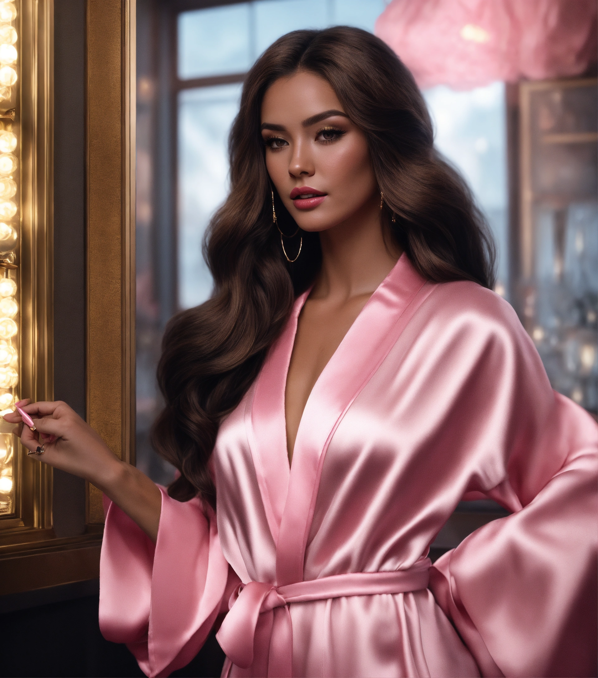 Lexica - Realistic female inspired by a glam vanity photoshoot ...