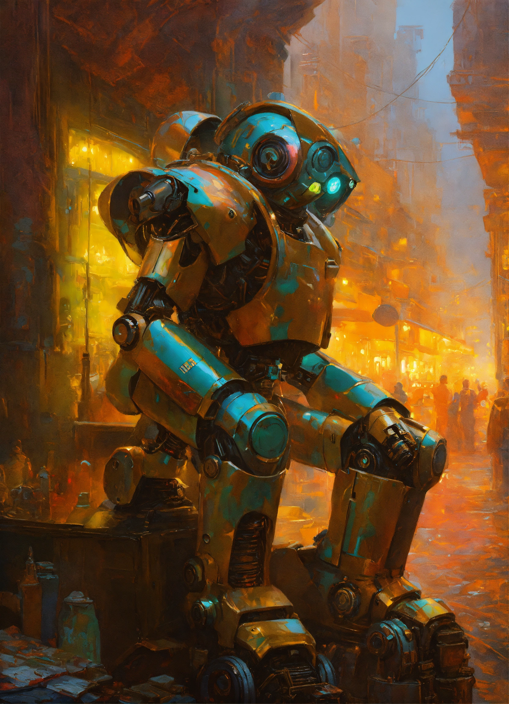 Lexica - Robots embracing, painting by gaston bussiere, craig mullins ...