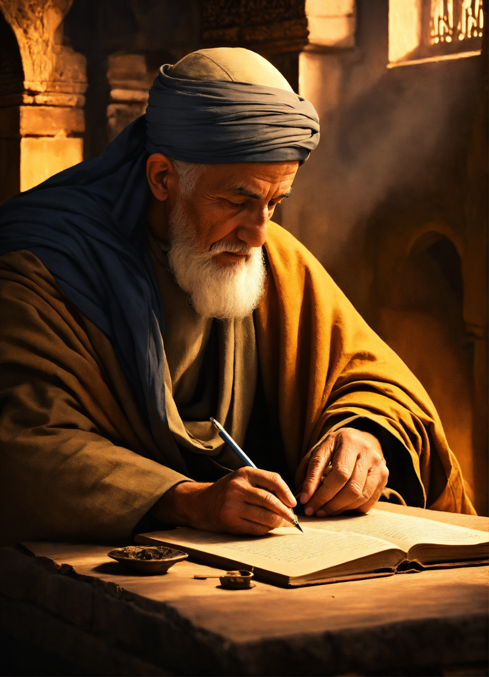 Lexica - Old Christian monk writing a book. Ancient Middle East ...