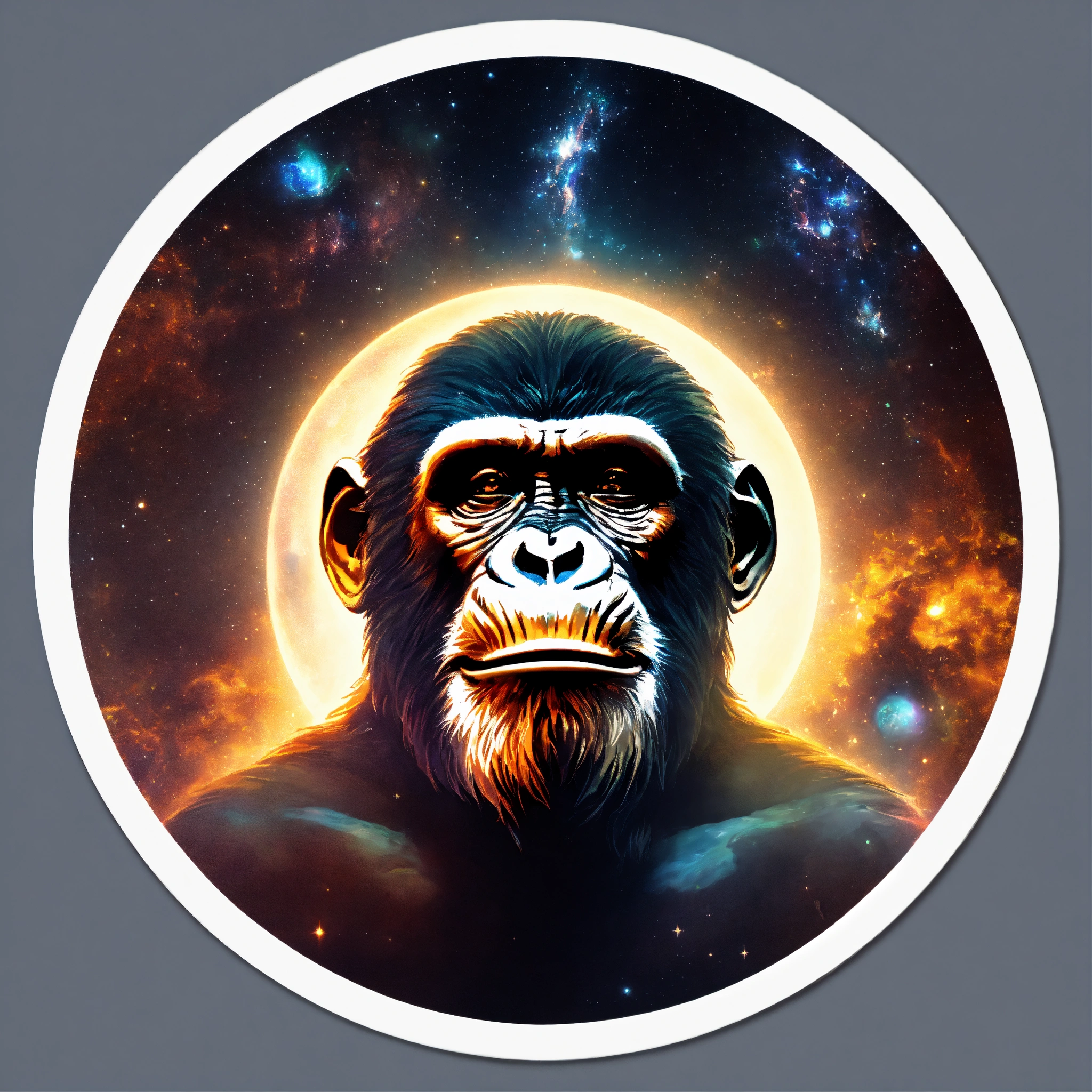 Lexica - Apes praying to a human god in space, in circle image ...