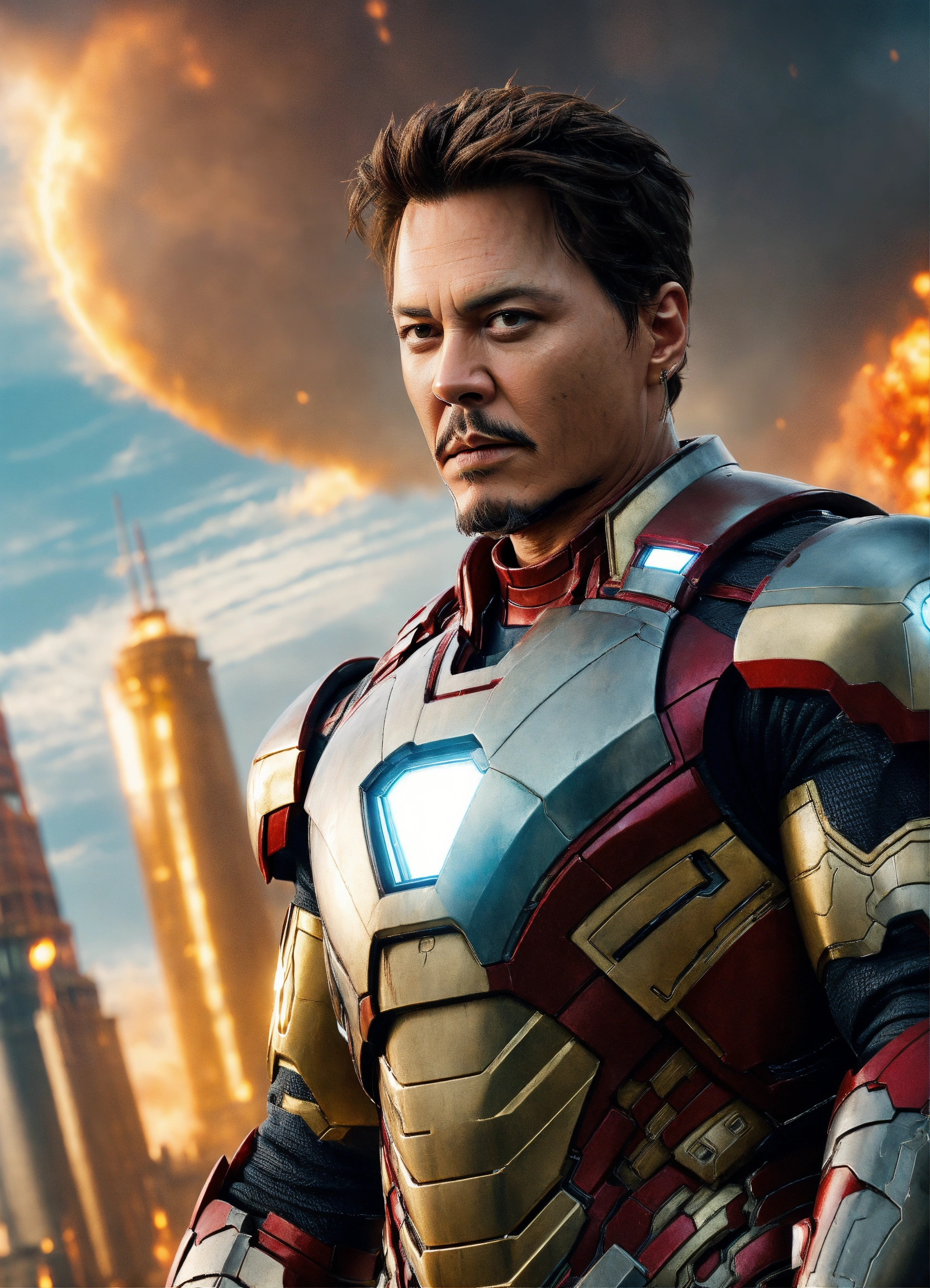 Lexica - Johnny Depp is Tony Stark, short hair, goatee, dressed with ...