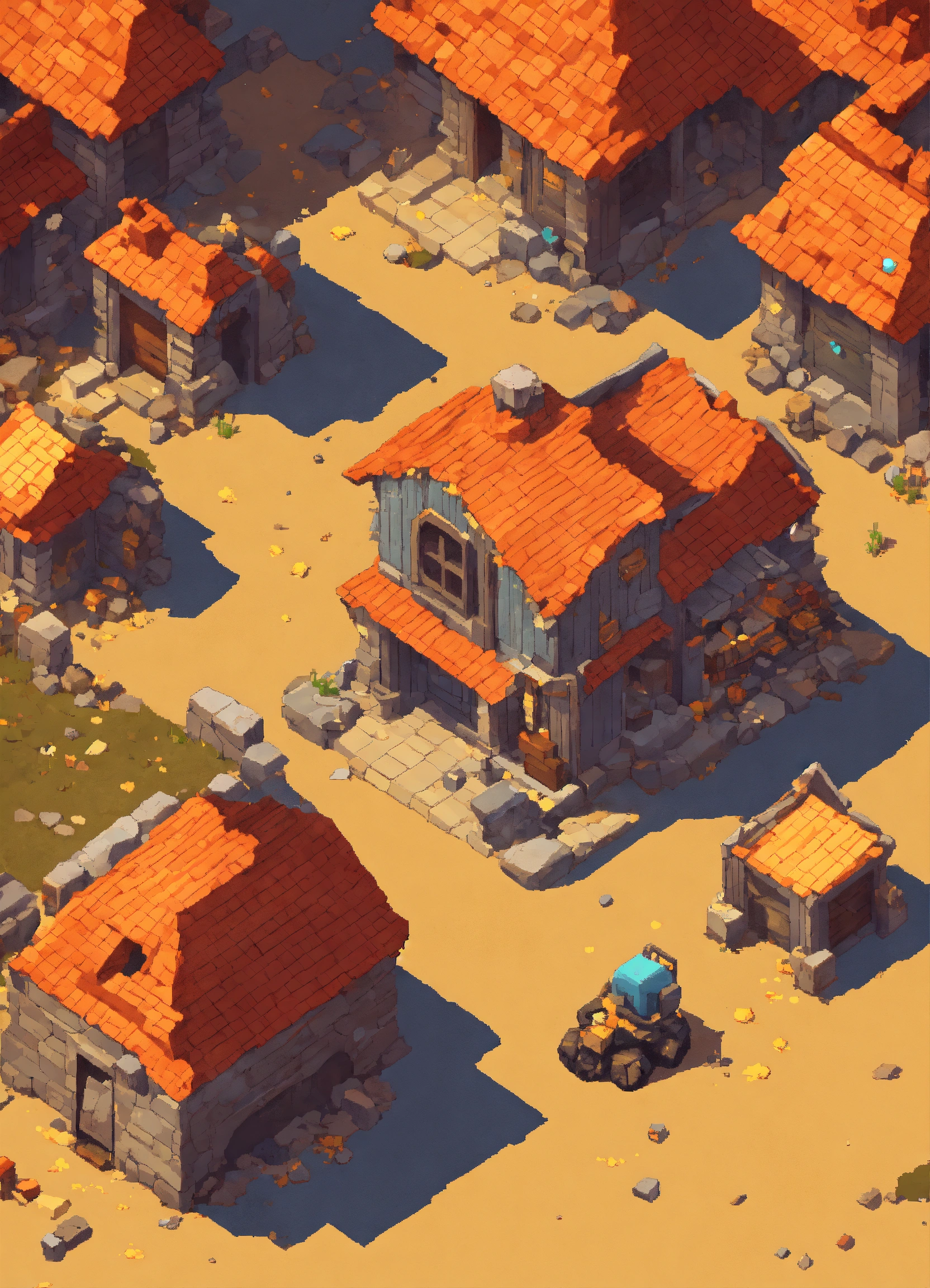 Lexica - Simple pixel concept art rocks and rubble from overhead