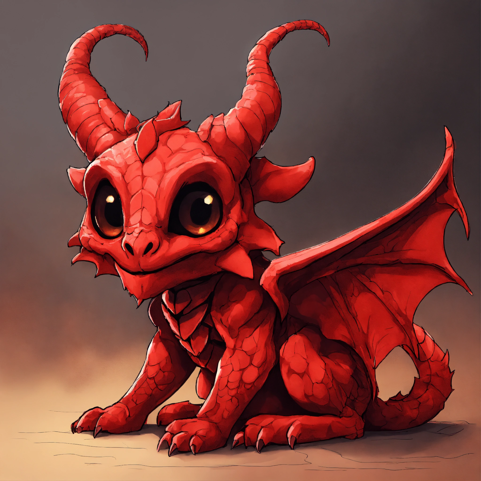 Lexica - Drawing of a small red cute gargoyle with wings and a scorpion ...