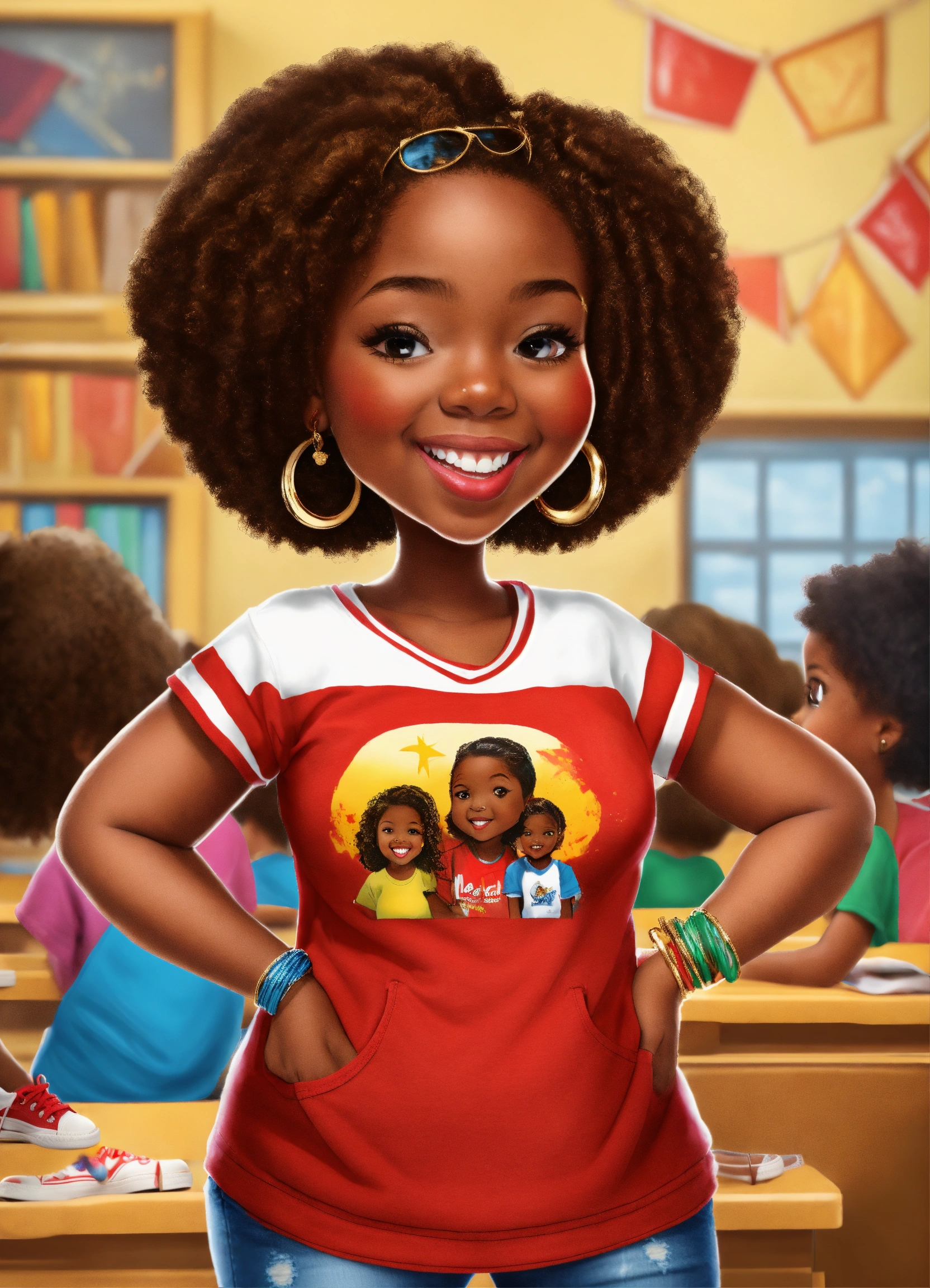 Lexica - Airbrush illustration of a plus size joyful African American ...