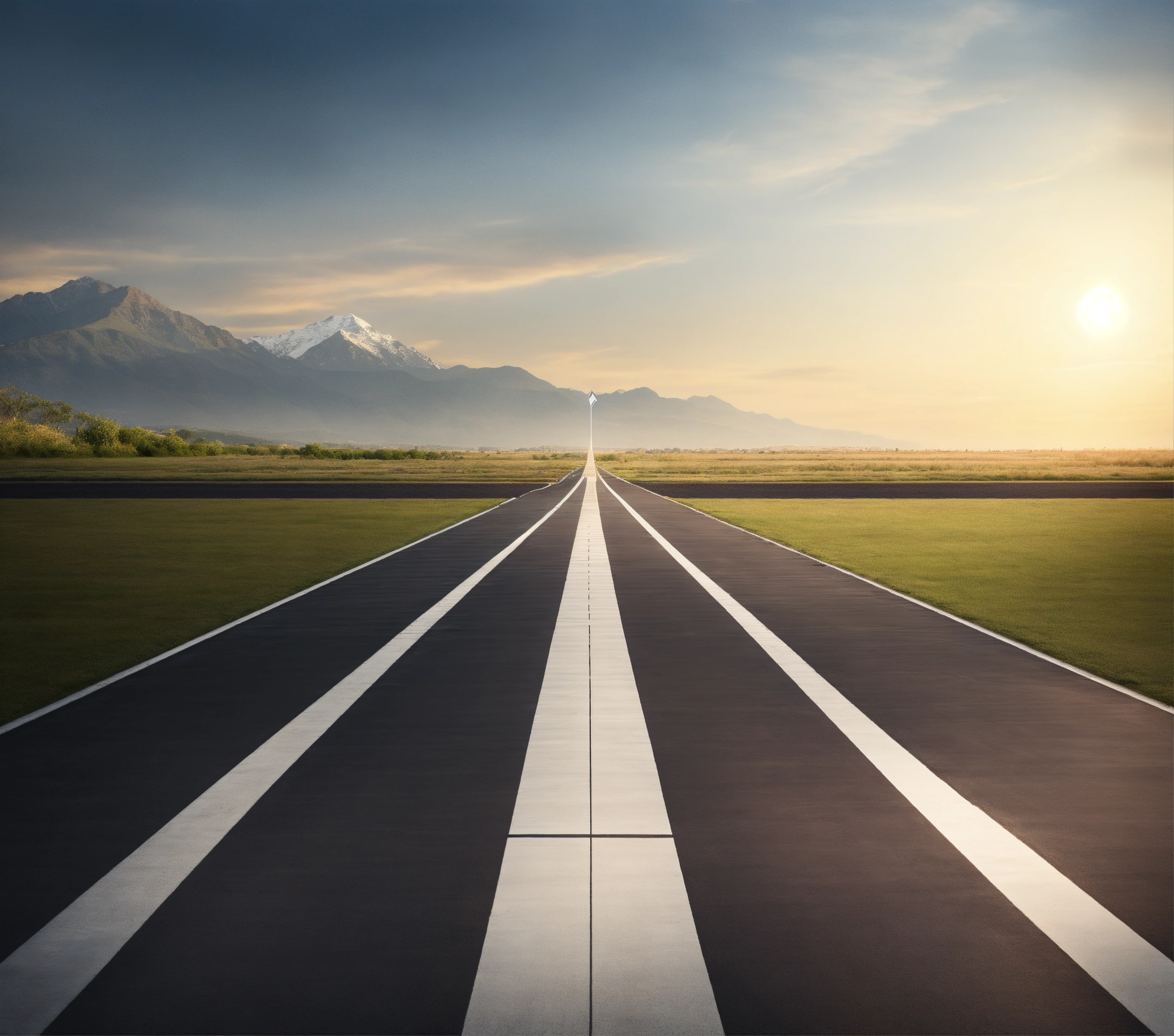 Lexica - Runway in the shape of an arrow, the runway goes up, asphalt ...