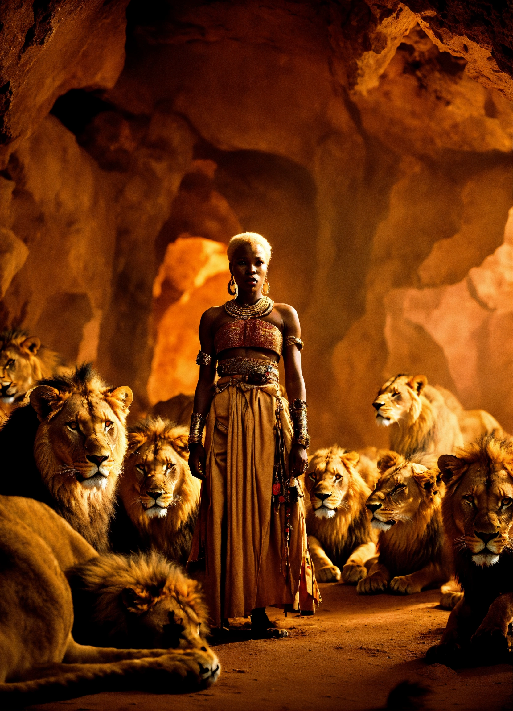 Lexica - Dramatic film still of an African albino woman in ancient ...