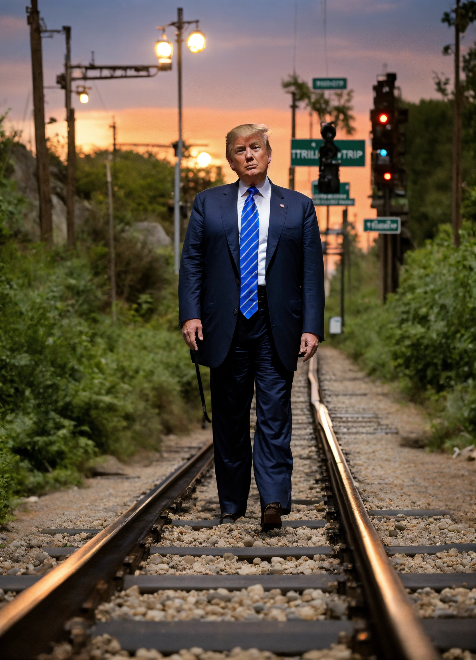 Lexica - Donald Trump tide to a train track by Hillary Clinton