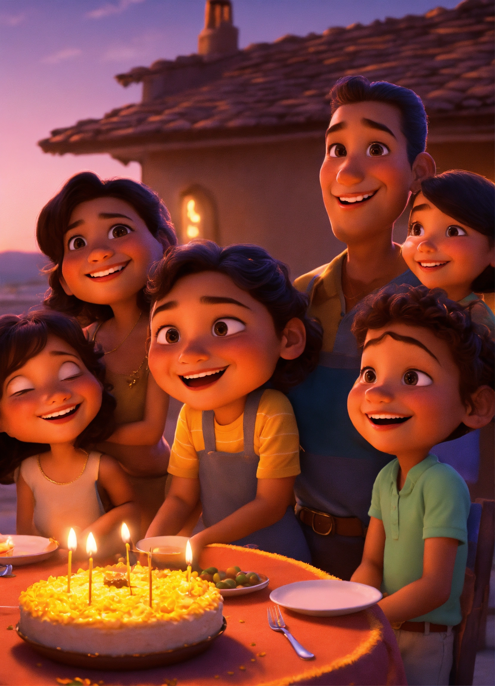 Lexica - Pixar animation of hispanic 9 yera old Mia's family gathered ...