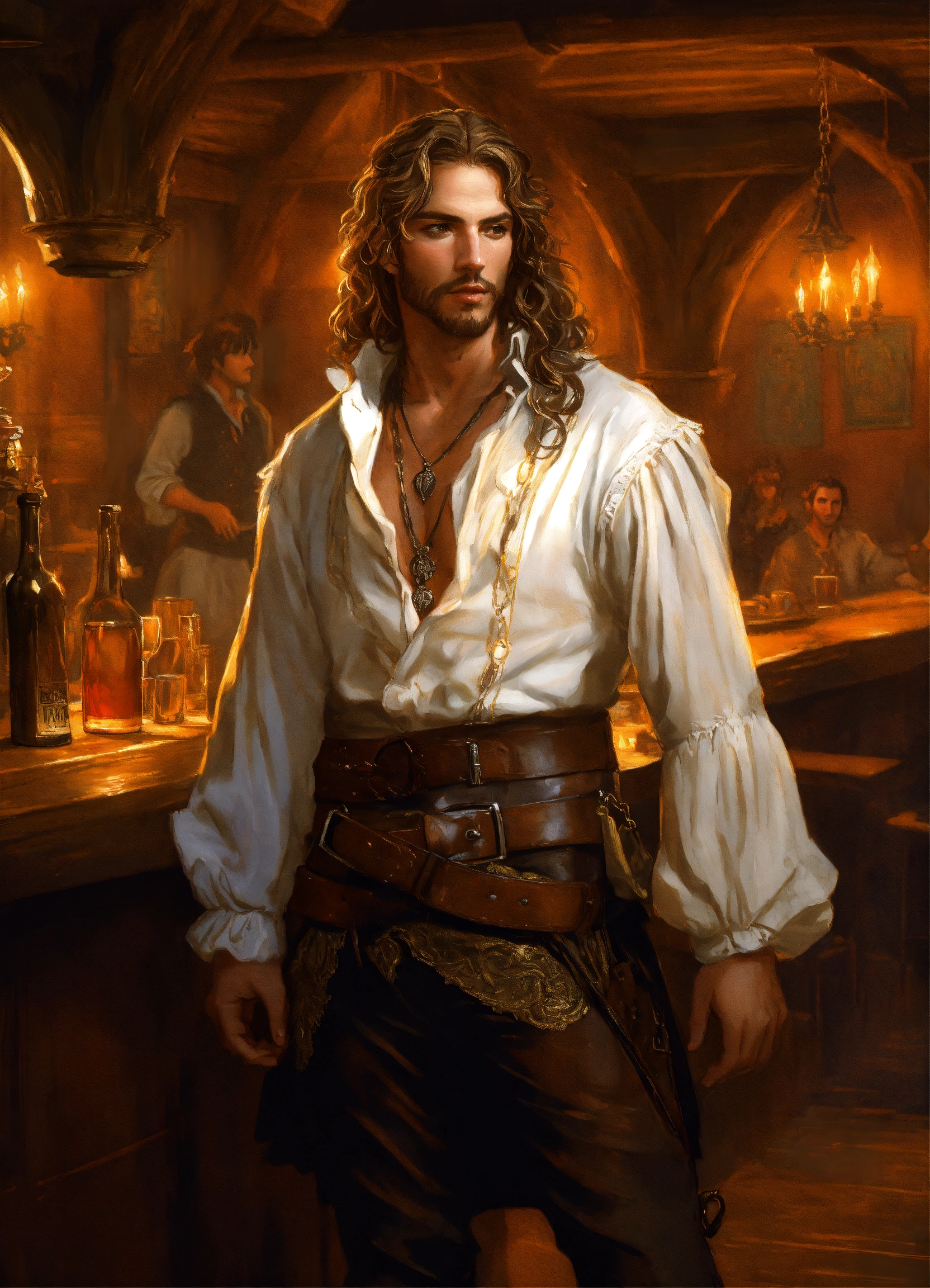 Lexica - Half body shot, defiant rude libertine joyful bohemian man ...