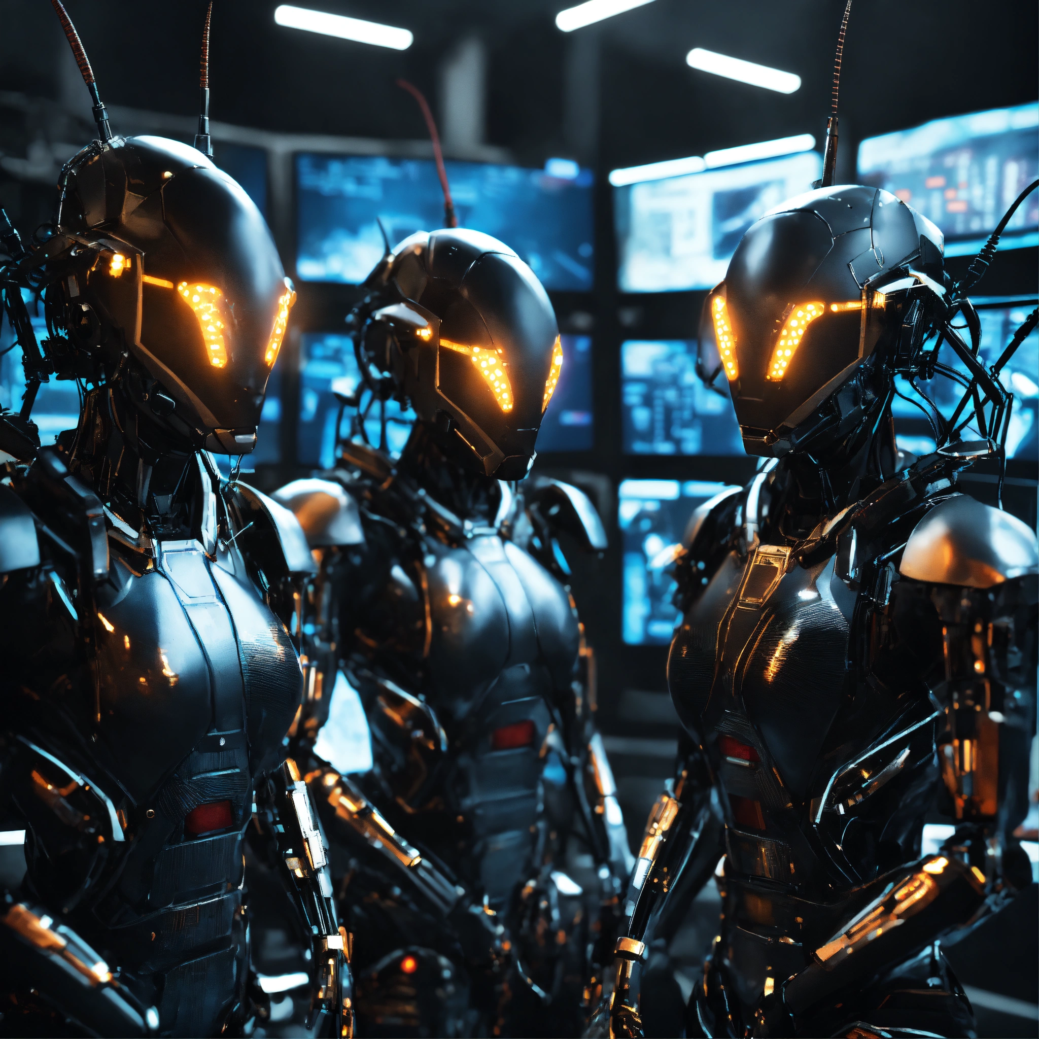 Lexica - Group of 3 black cockroach faced humanoids with detailed ...