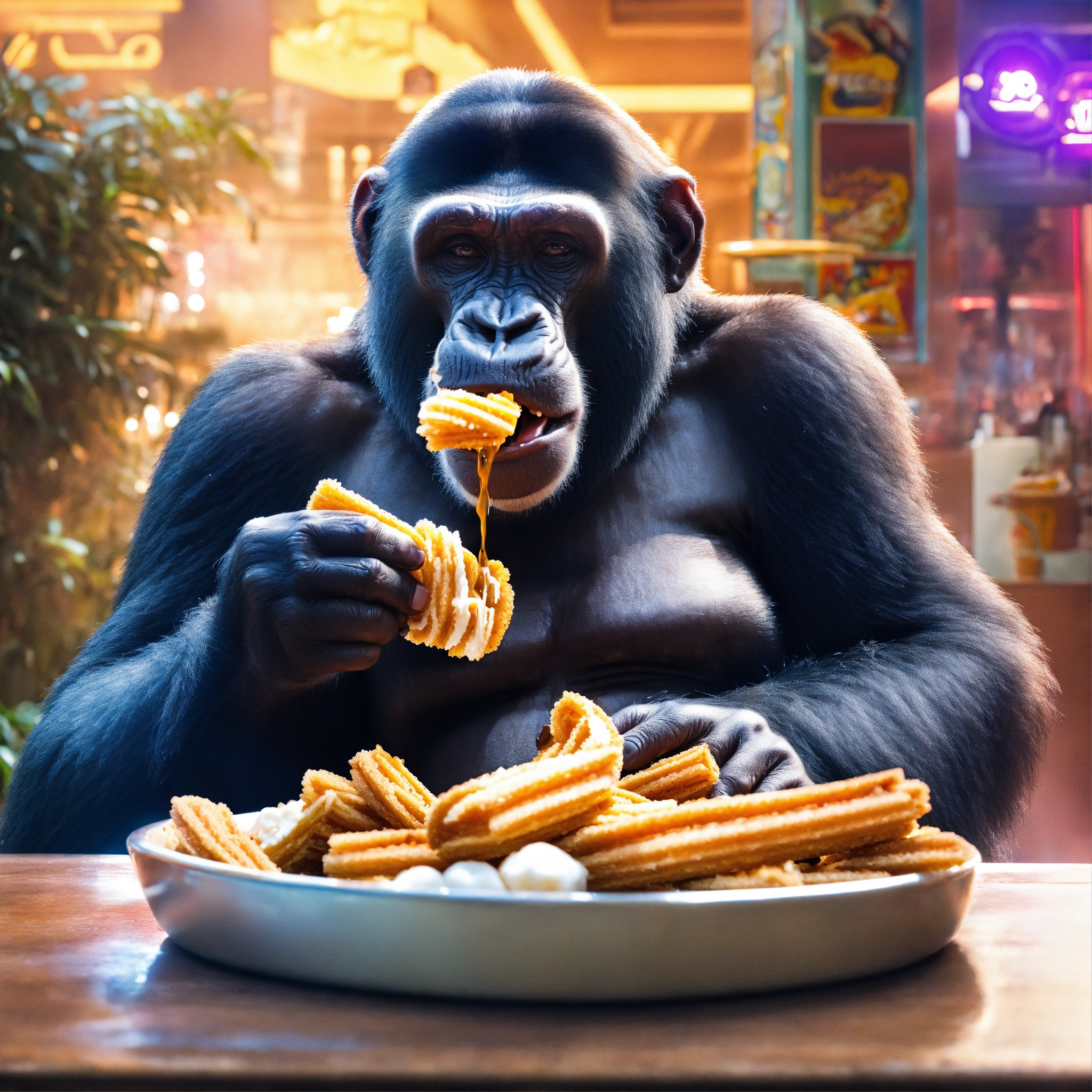 Lexica - Futuristic ape eating churros