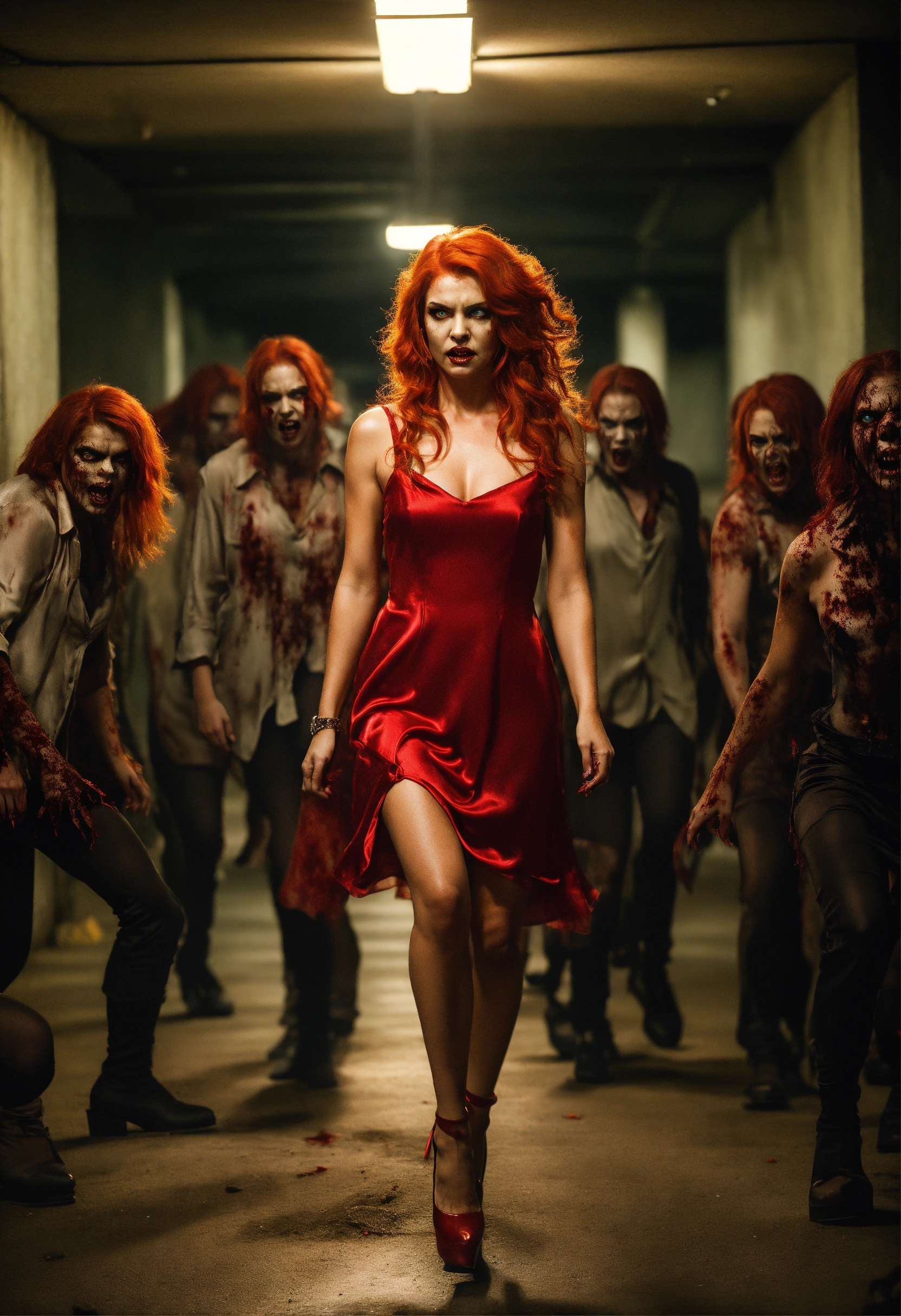 Lexica - A beautiful red haired Werewolf woman, in a short silk dress ...