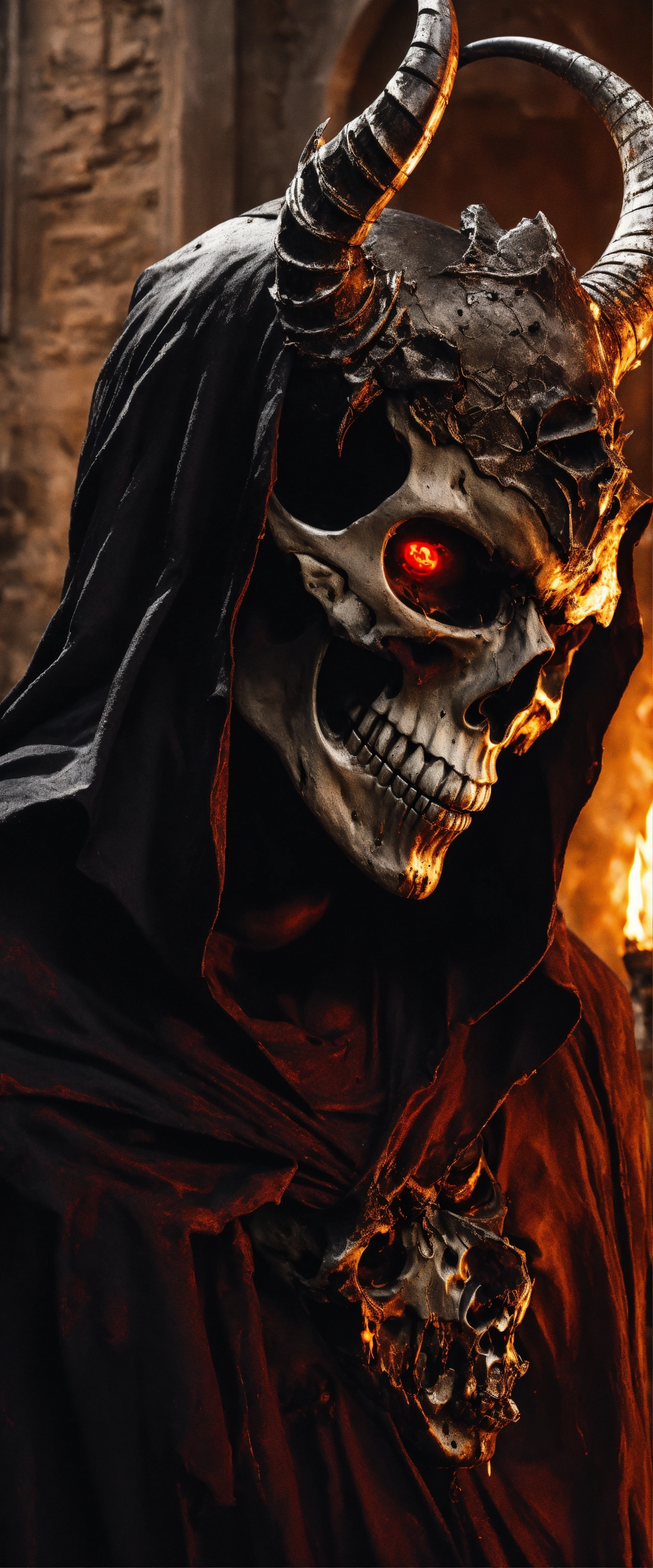 Lexica - Demonic skull, grim reaper, death, rotting flesh, glowing eyes ...