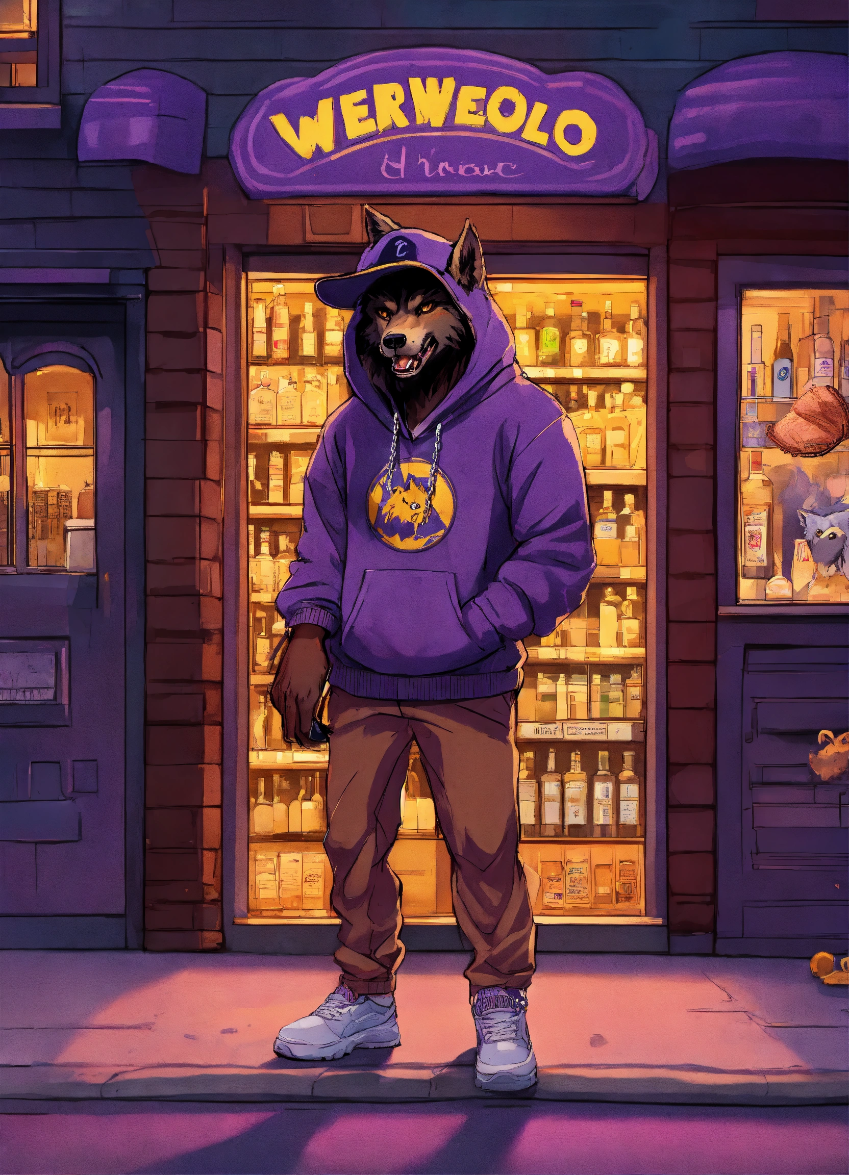 Lexica - Werewolf wearing hoodies and baseball cap purple ,gold chain ...