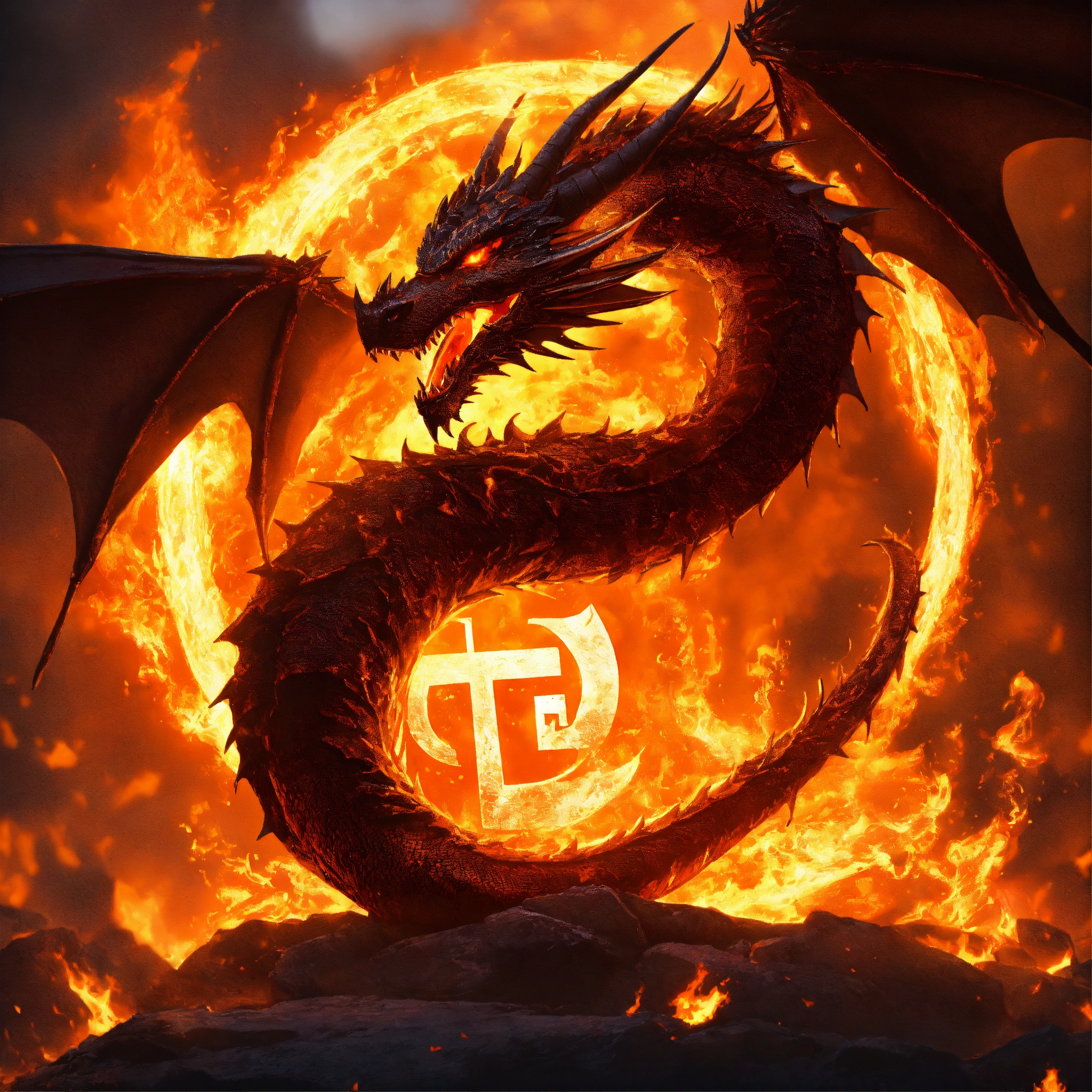 Lexica - A beautifully intense dragon with orange (FF5500) features ...