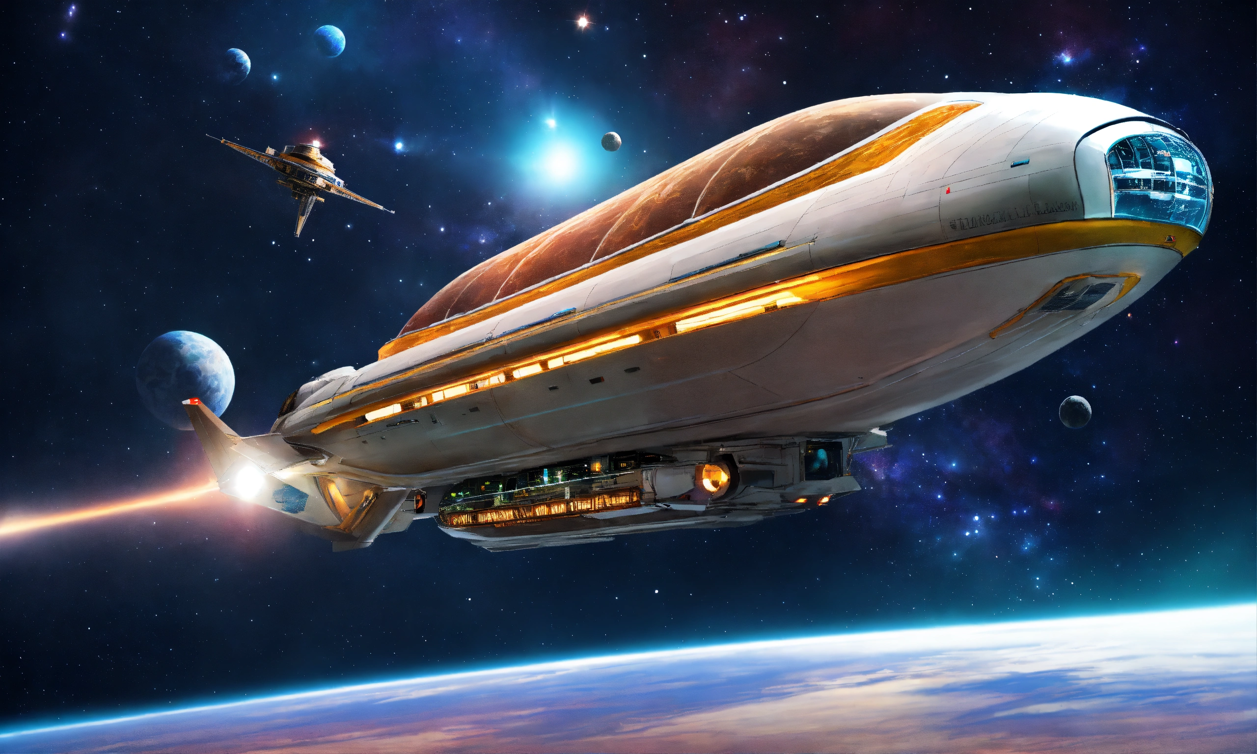 Lexica - Intergalactic tour bus starship traveling through space