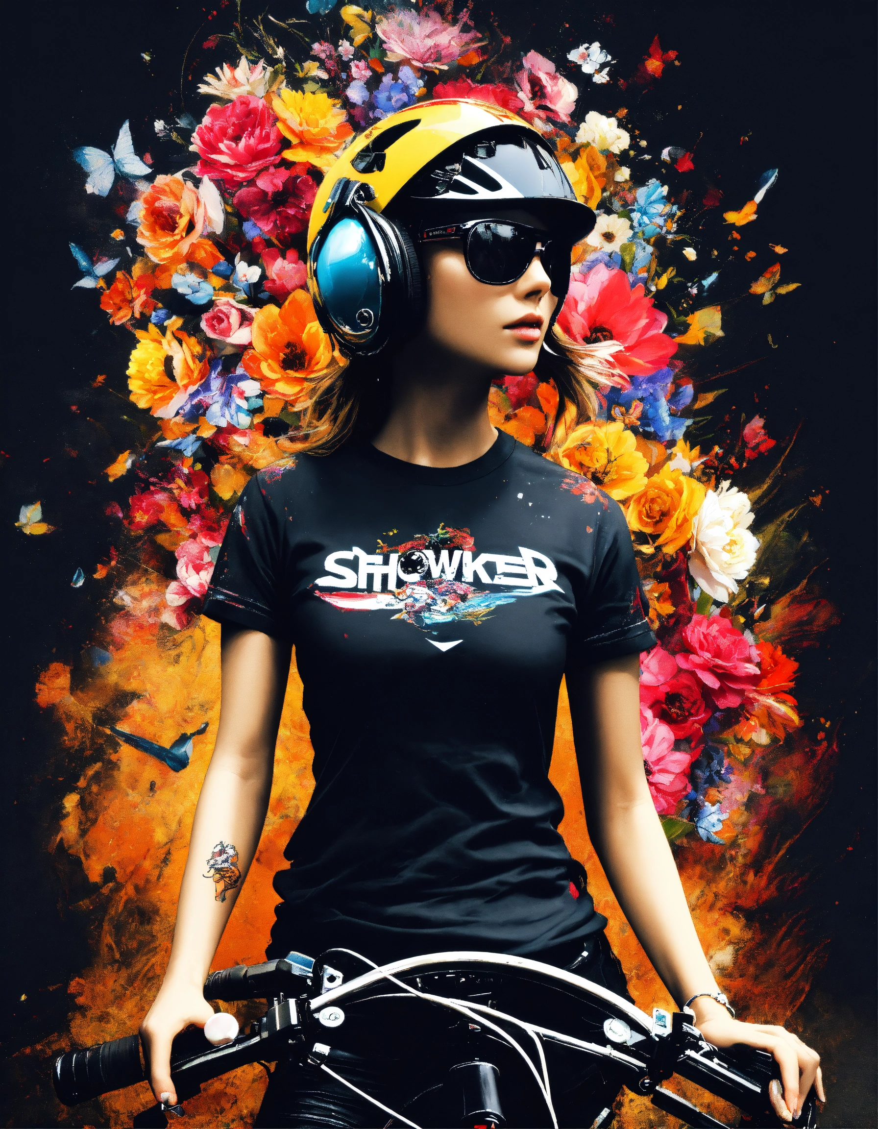 Lexica - Logo,T-shirt,bikers woman splendid street-art painting, title ...