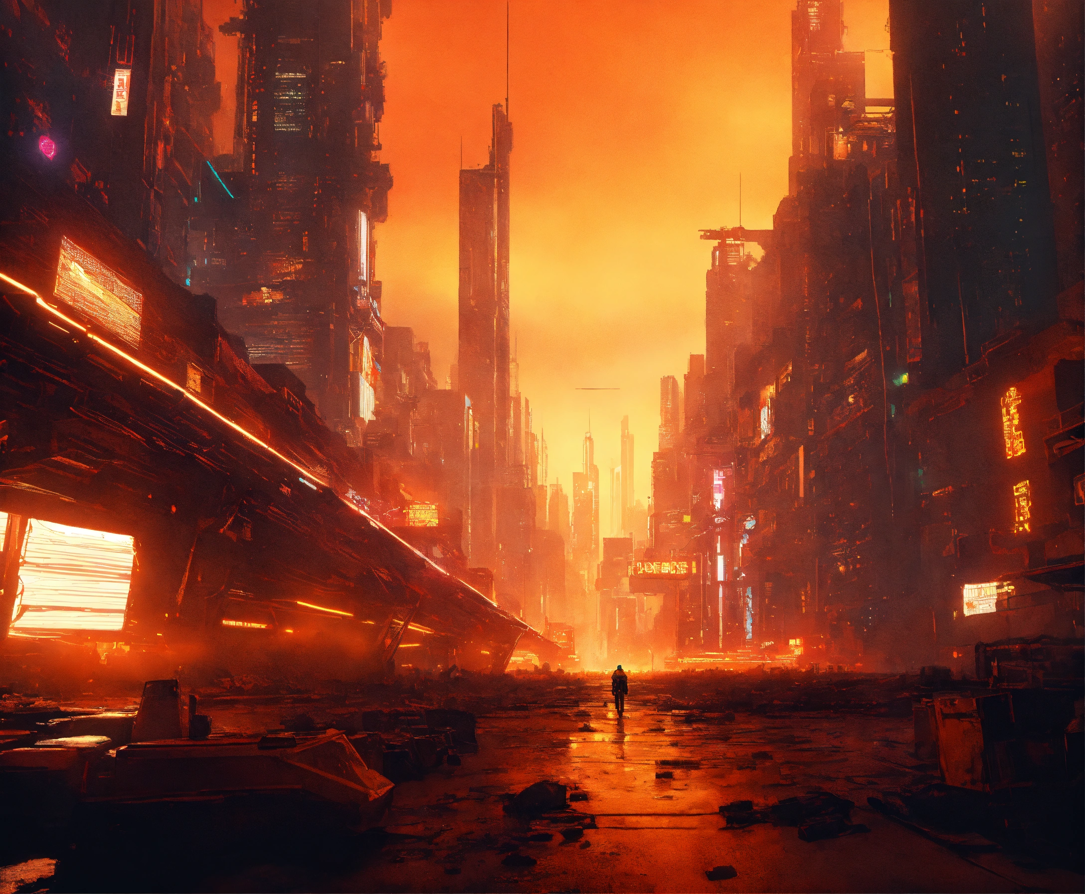 Lexica - A glowing orange, cyberpunk, dystopian sci-fi drama, featuring ...