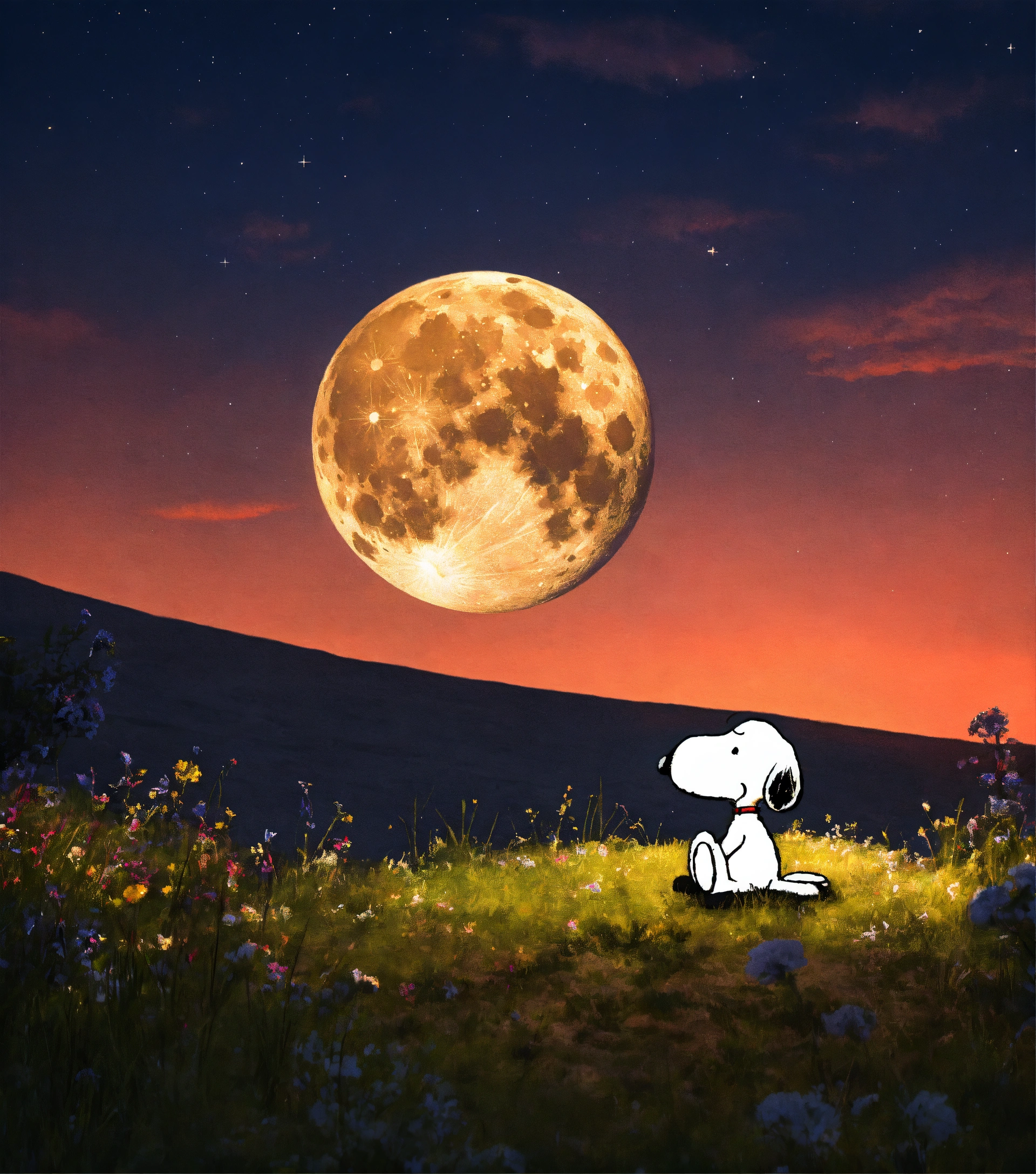 Lexica - Snoopy under a full moon