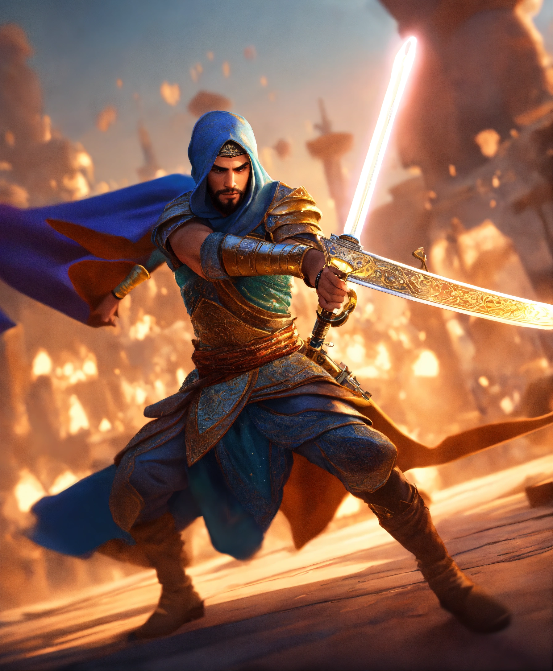 Lexica - An Arab warrior with a saber in his hands in motion attacks an ...