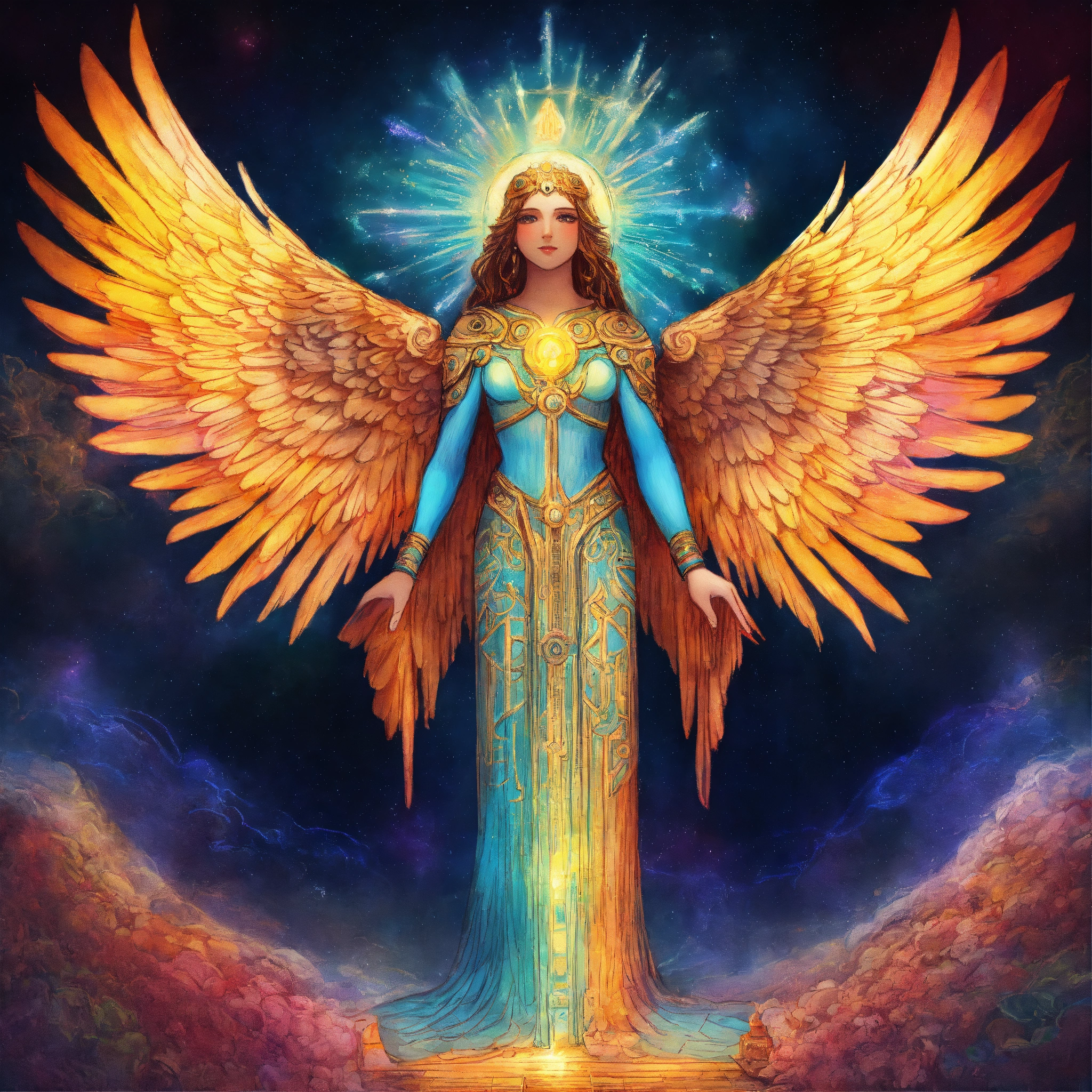 Lexica - Multicolored ethereal art colored pencyl drawing of logo of a ...