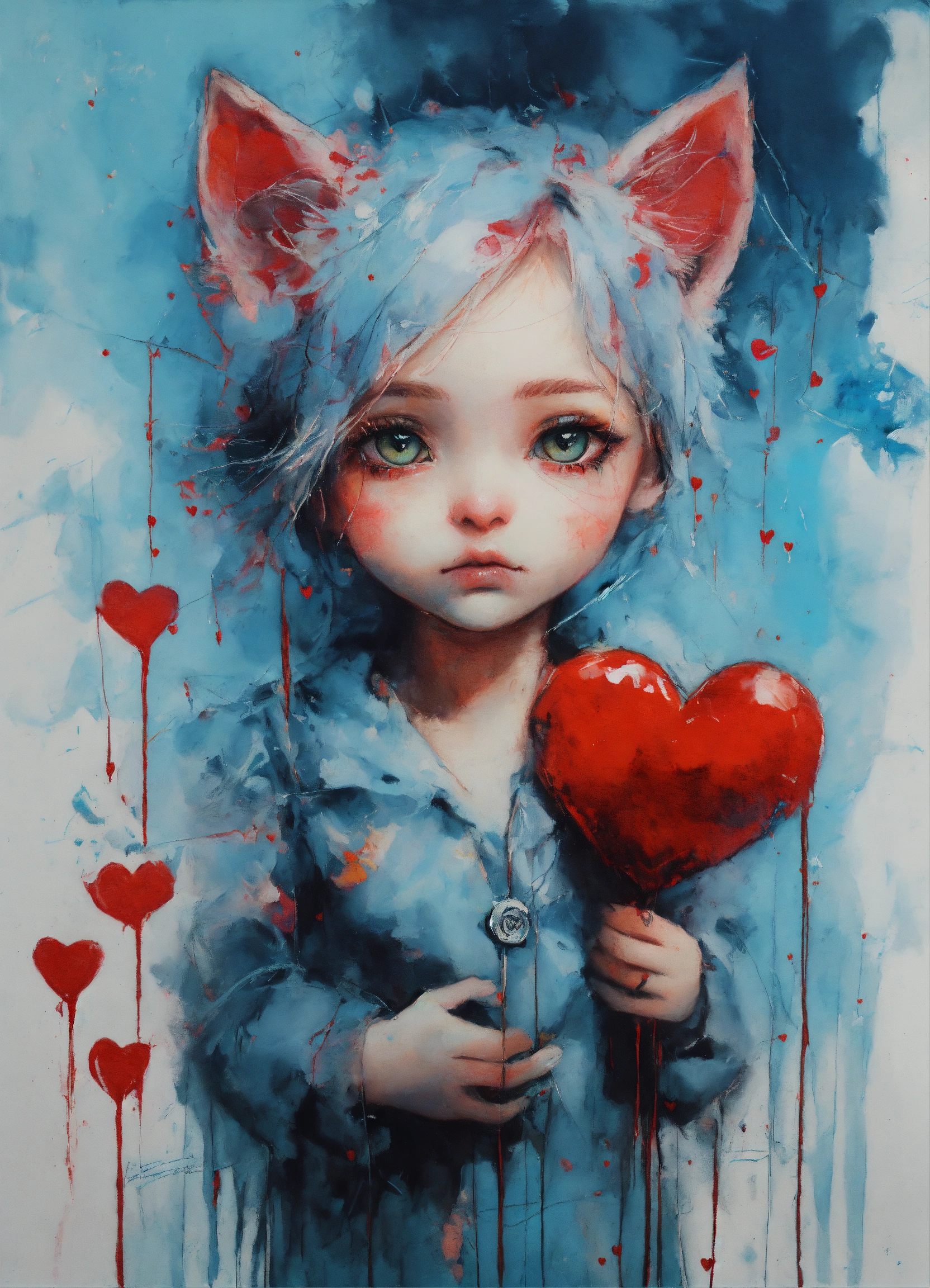 Lexica - Mixed media oil painting of a beautiful adorable sad My Little ...