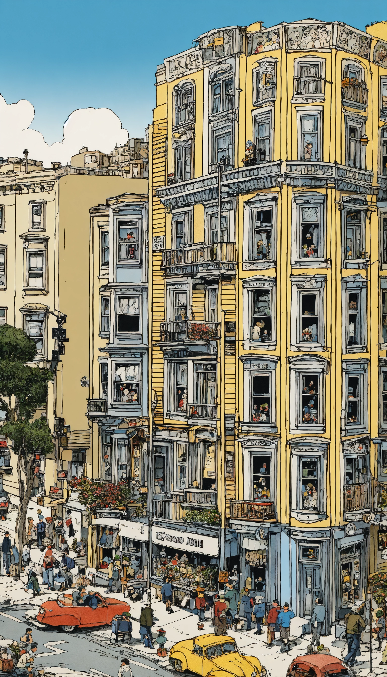 Lexica - Detailed pen and ink illustration of a building in San ...