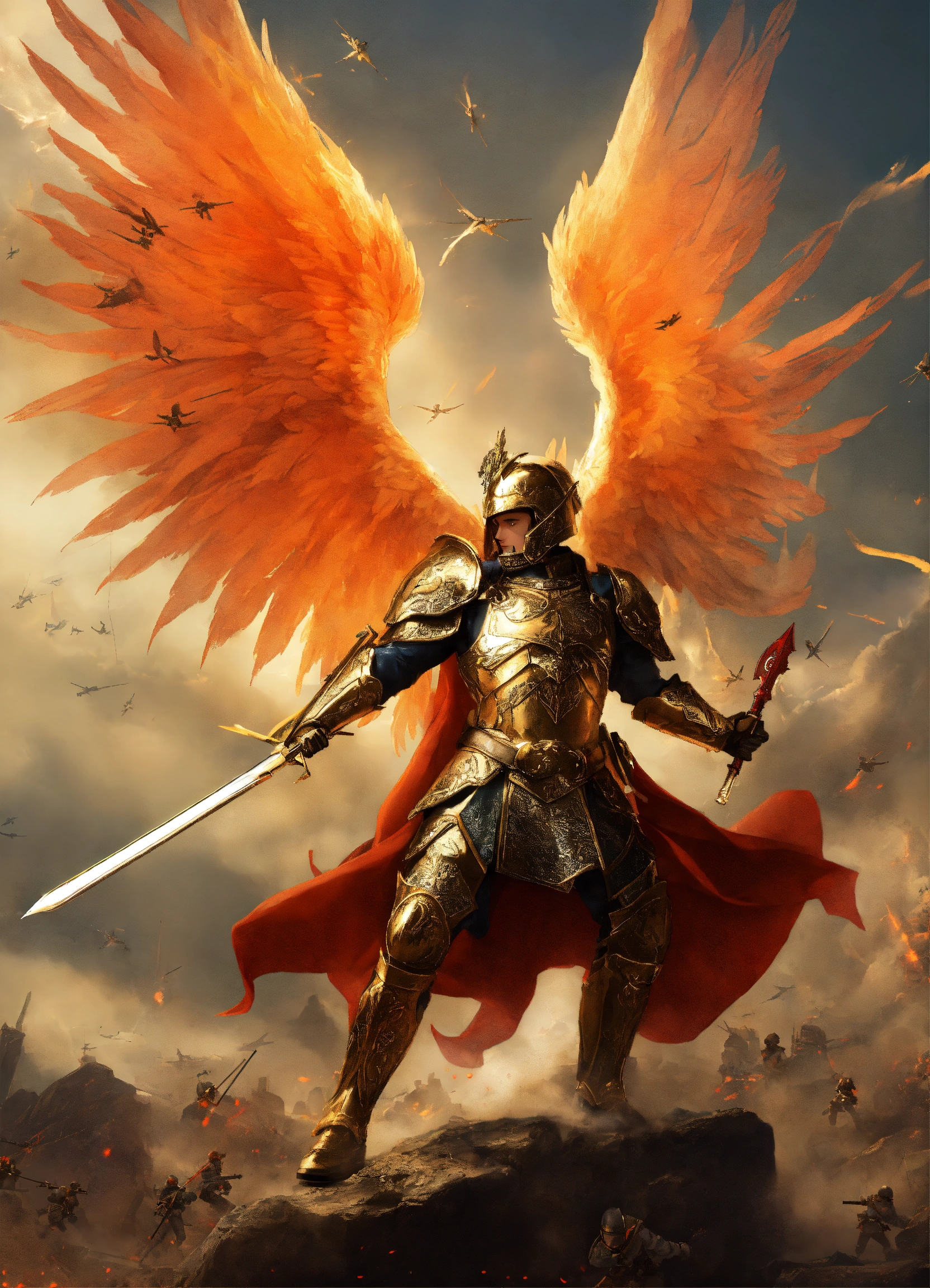 Lexica - Armies of angels fighting, heaven, war vibes