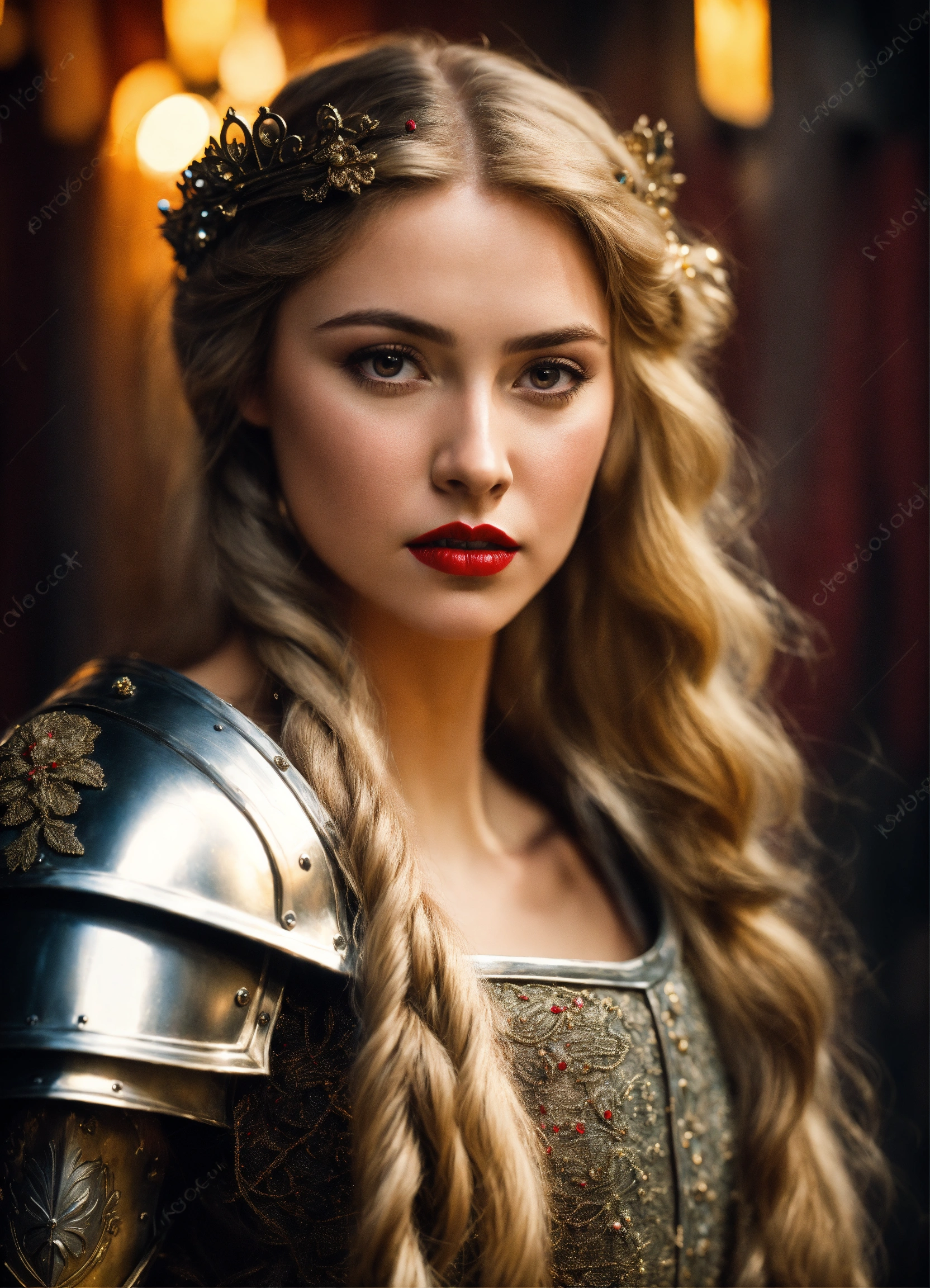 Lexica - Photo quality portrait of Rapunzel as a mediaeval knight in ...