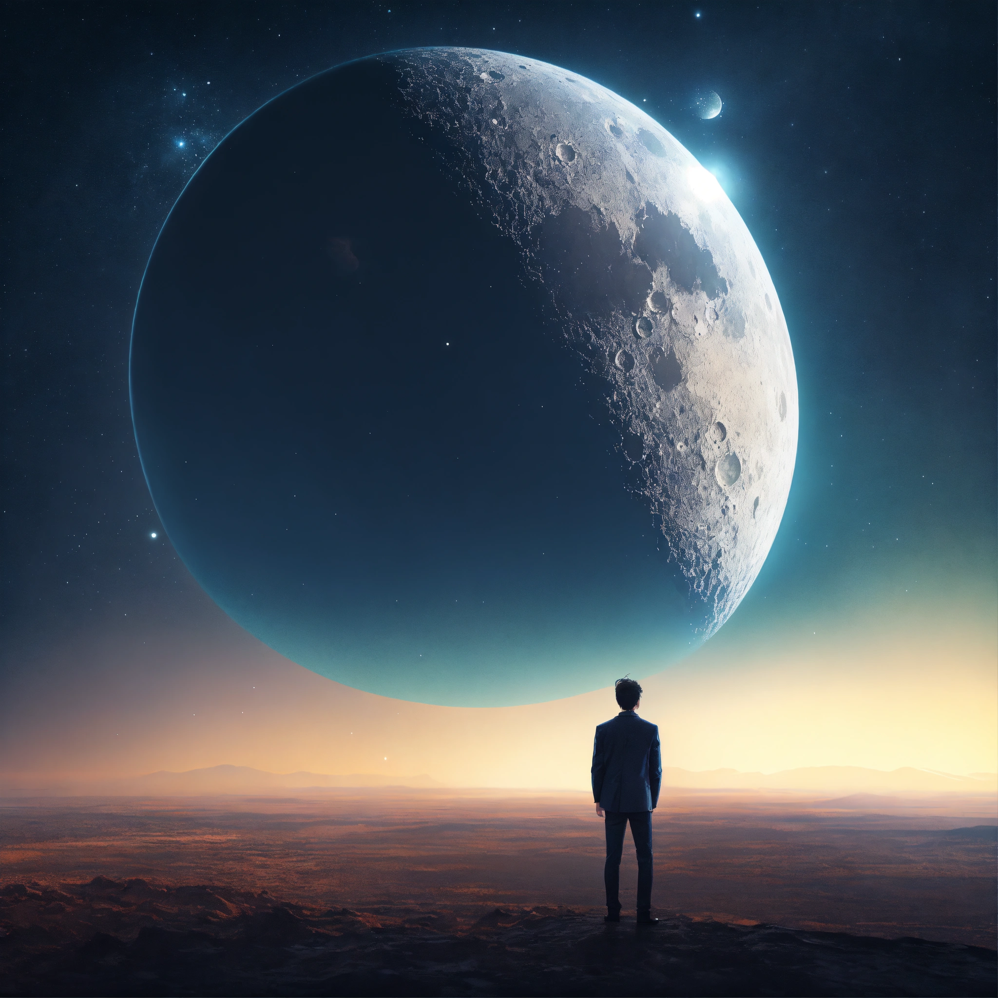 Lexica - A character standing inside his head in profile , looking ...