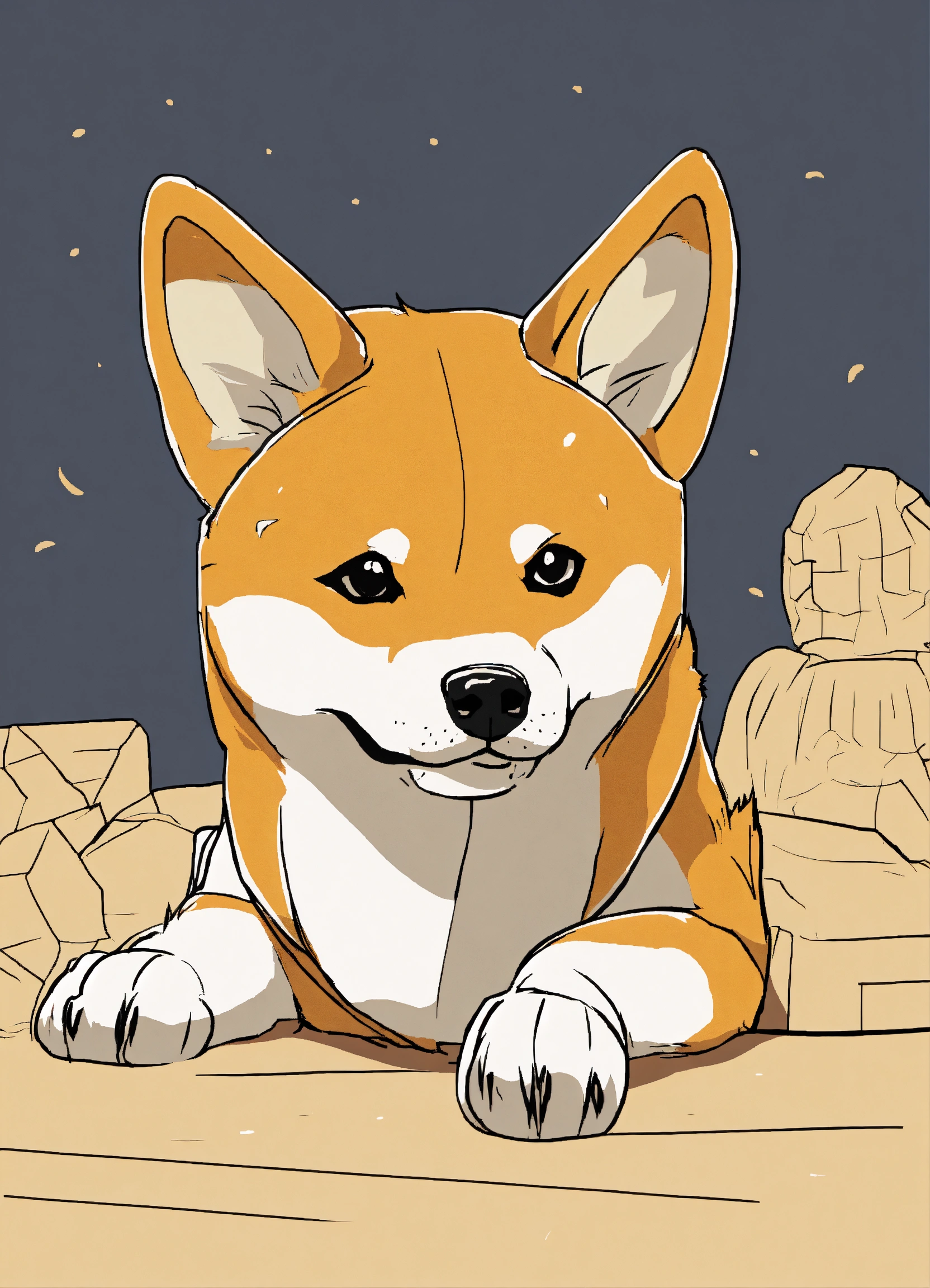 Lexica - Simple dribble line drawing Shiba Inu
