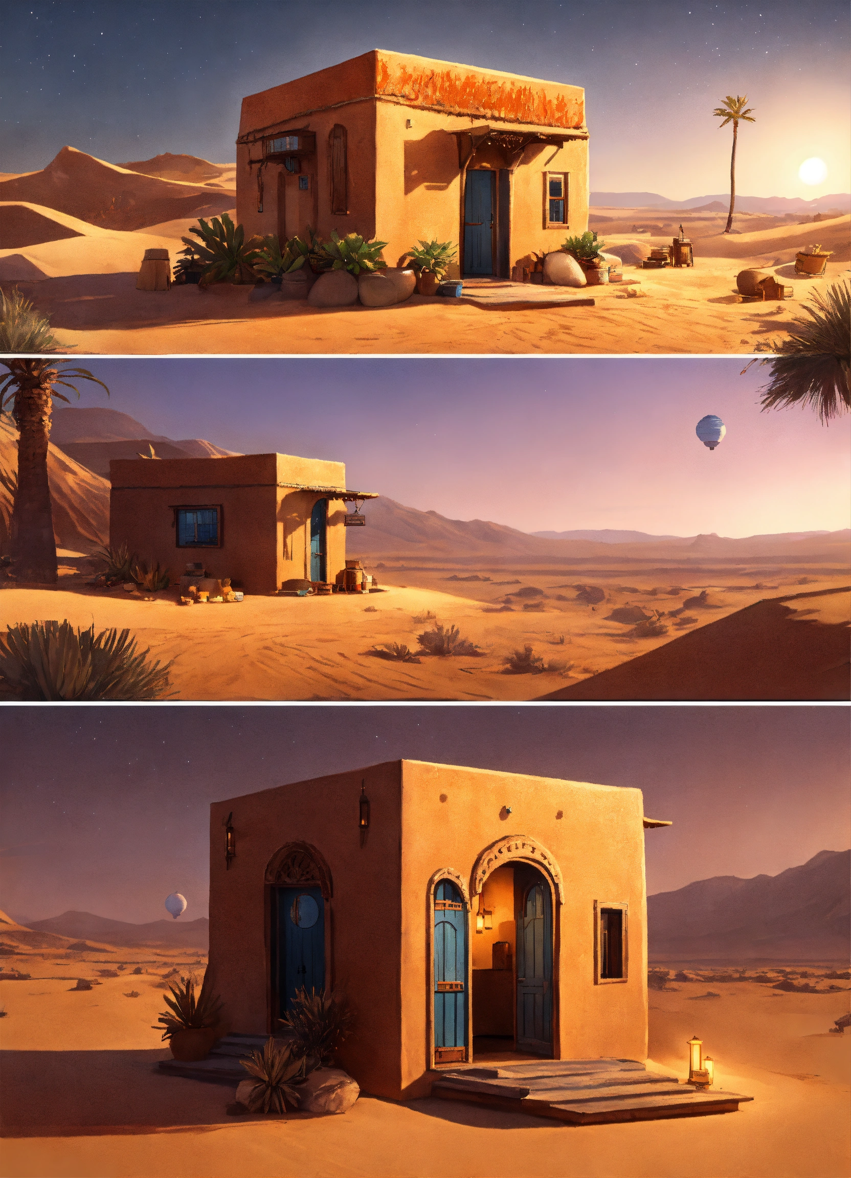 Lexica - Concept art of a large desert home, star wars, jakku, desert ...