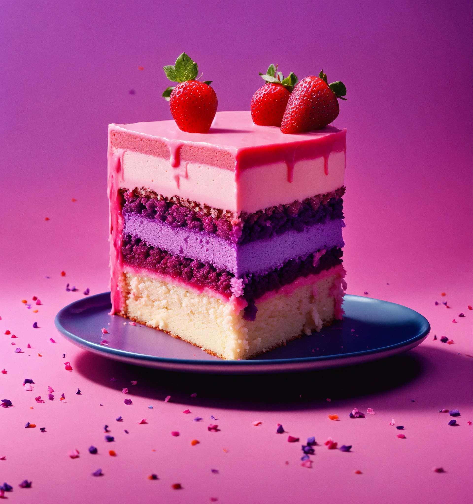Lexica - Pink and purple slice of cake, or slice, in the style of ...