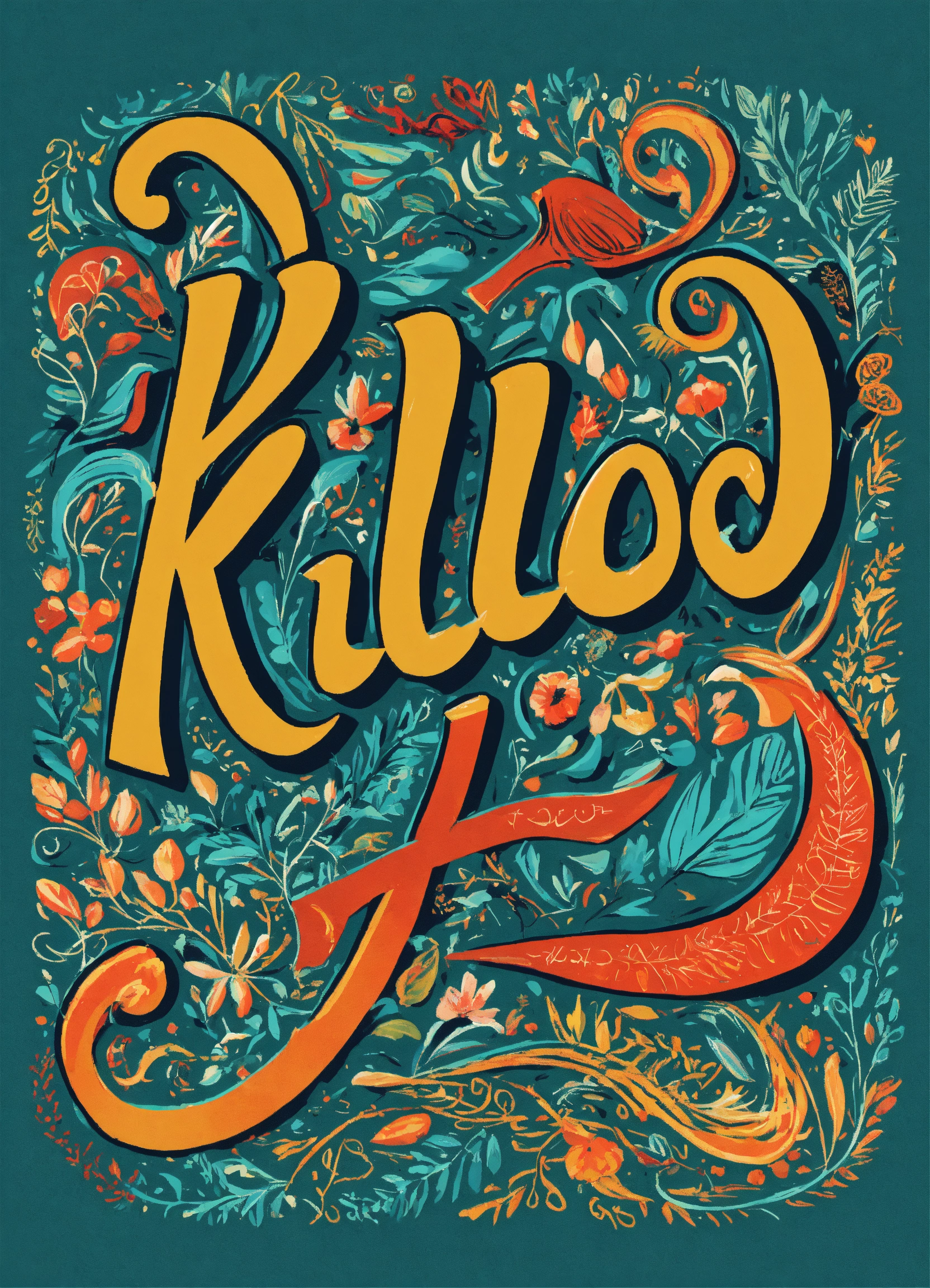 Lexica - The word Kilo in a fun cursive typography style