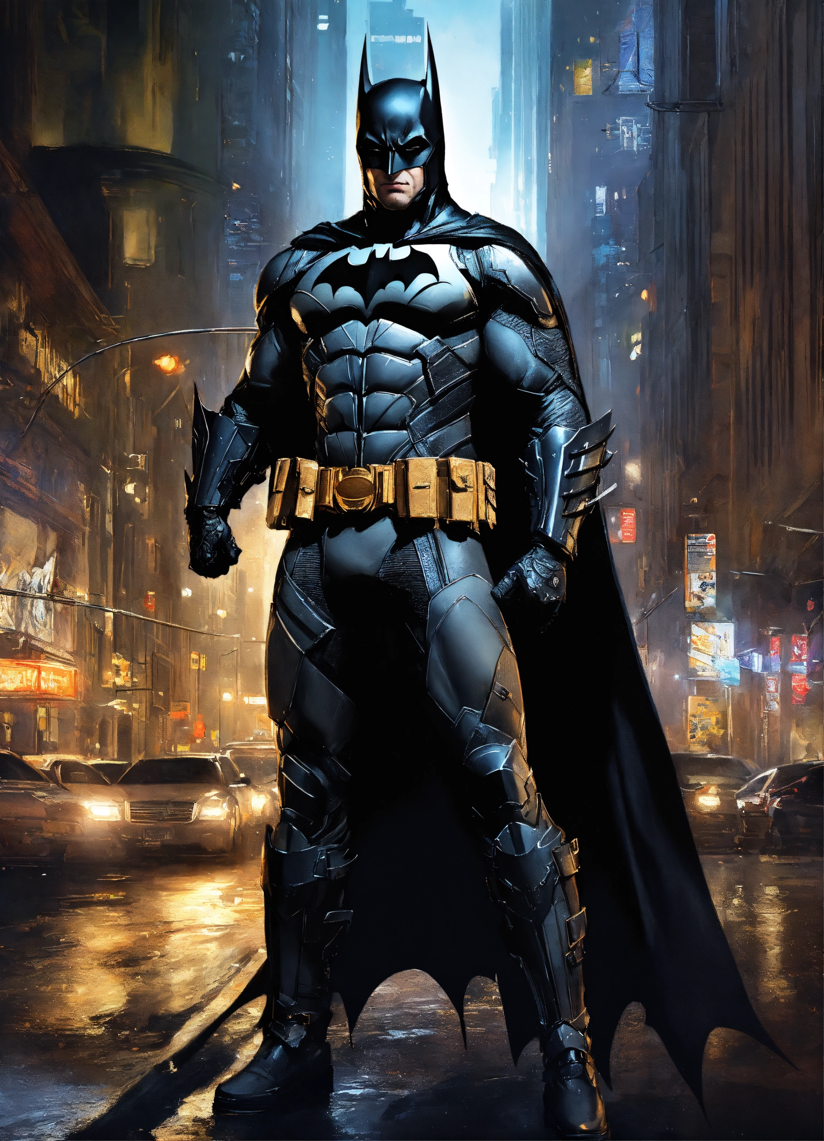 Lexica - Portrait painting of batman with black leather armor, ultra ...
