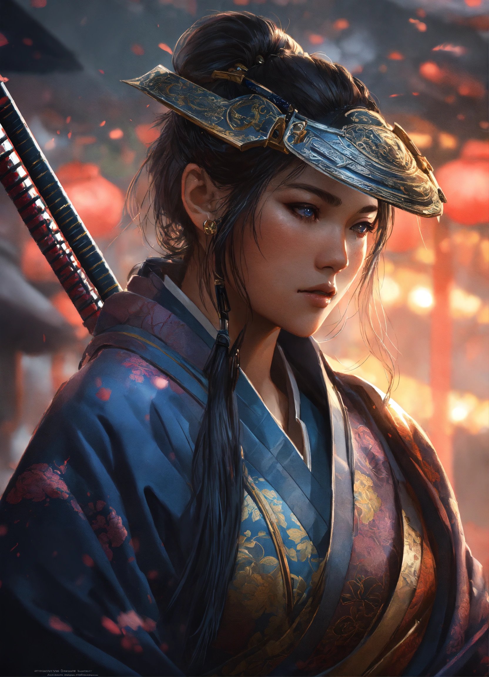 Lexica - "female Japanese ronin", heroine, katana, samurai, head and ...