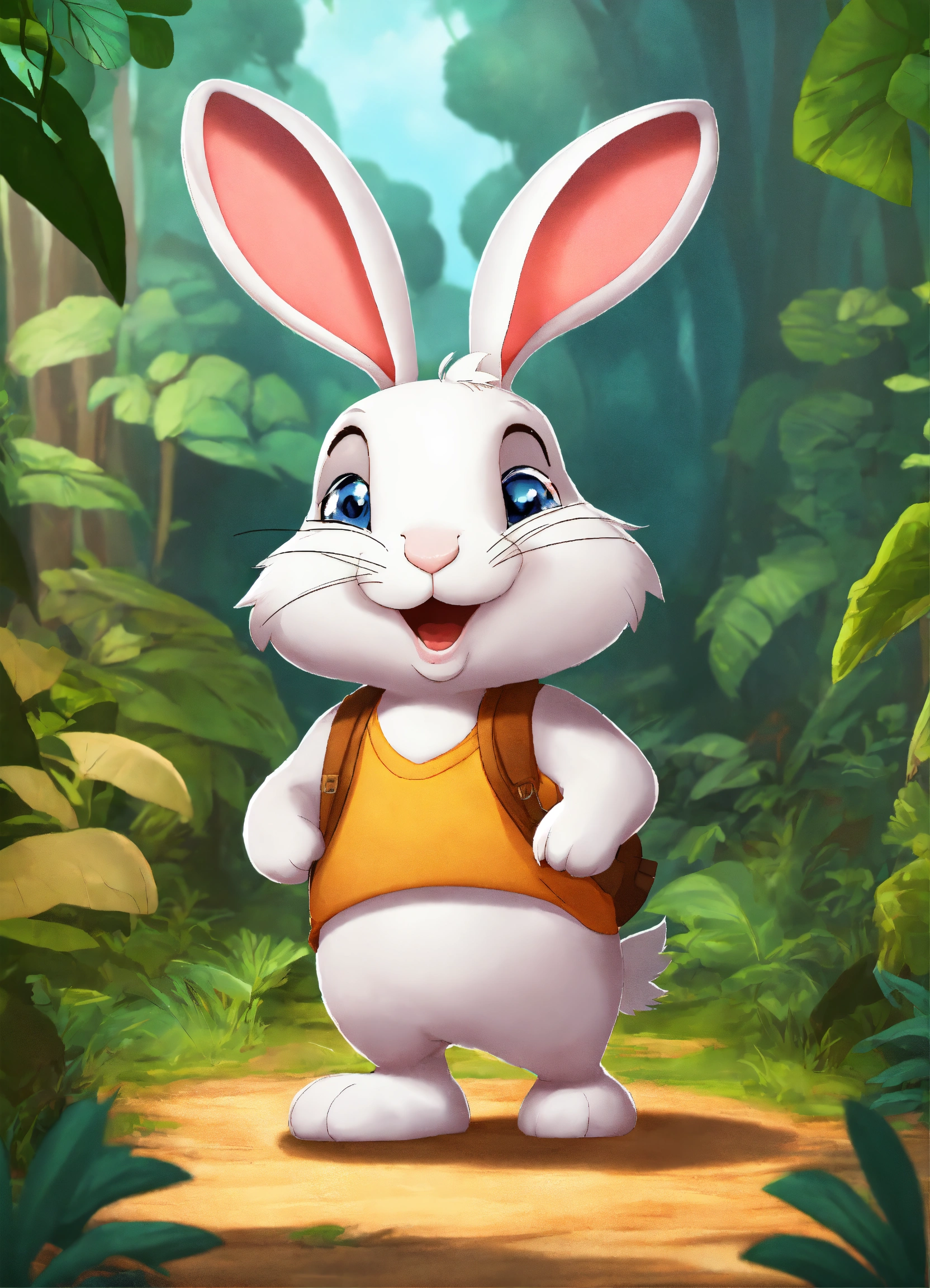 Lexica - Let cartoon big rabbit walking on two legs in jungle