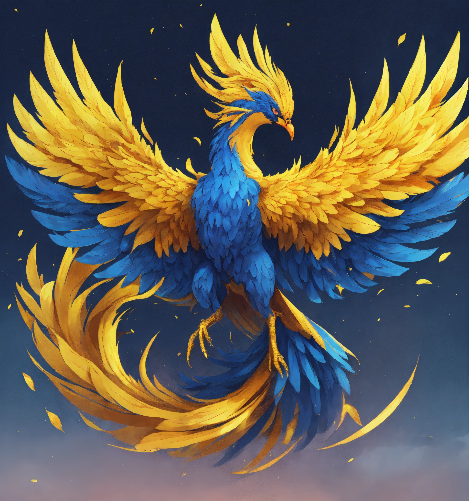 Lexica - A blue and yellow pheonix, for t-shirt art, 8k, anime