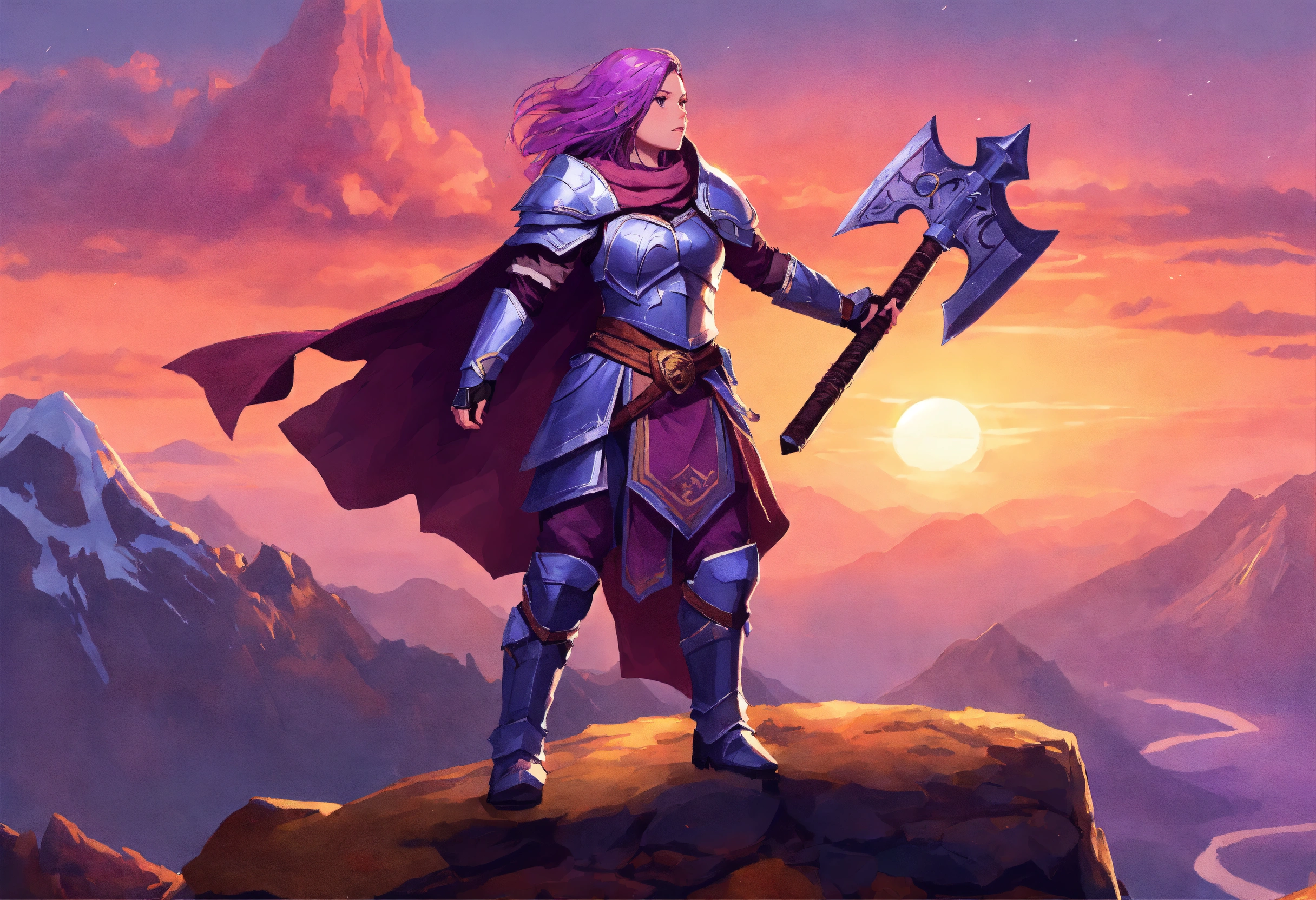 Lexica - Female short sturdy Dwarven Cleric, with purple hair, wearing ...