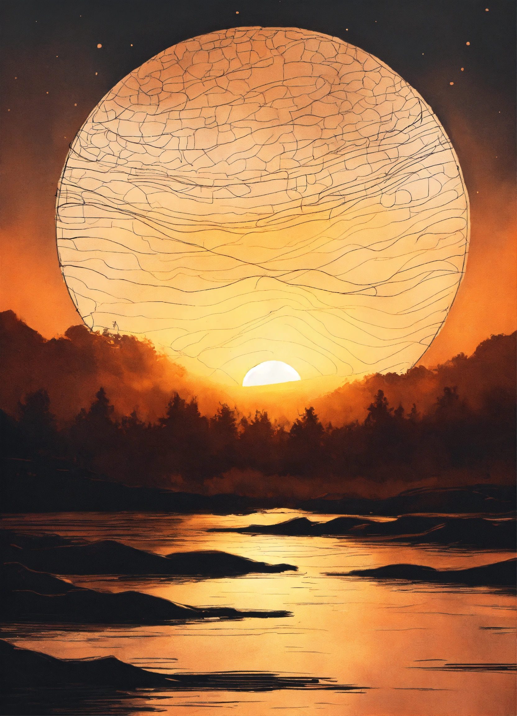 Lexica - Simple modern drawing of sun peaking out from behind the earth ...