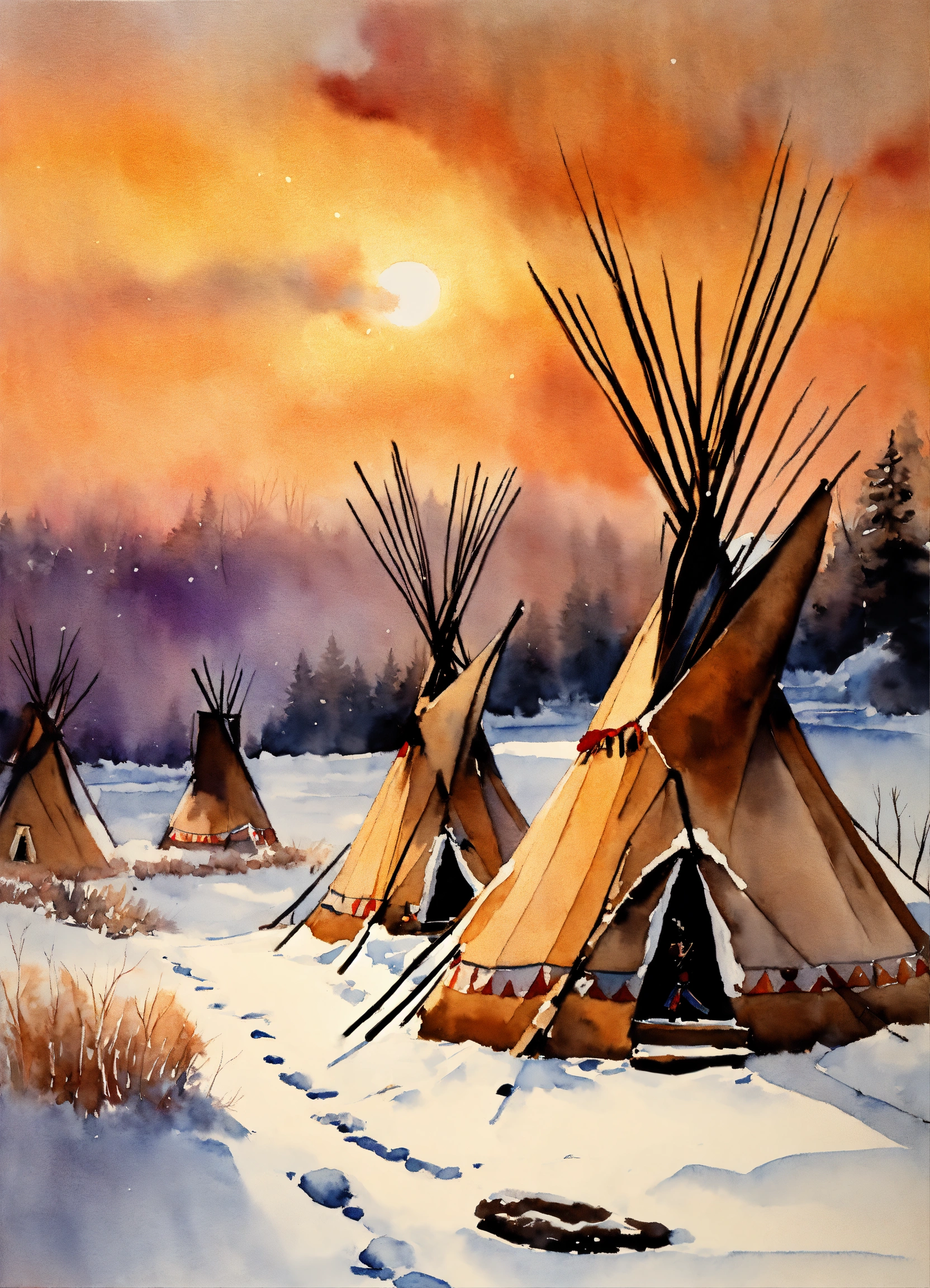 Lexica - Create a realistic, detailed, watercolor painting of a Native ...