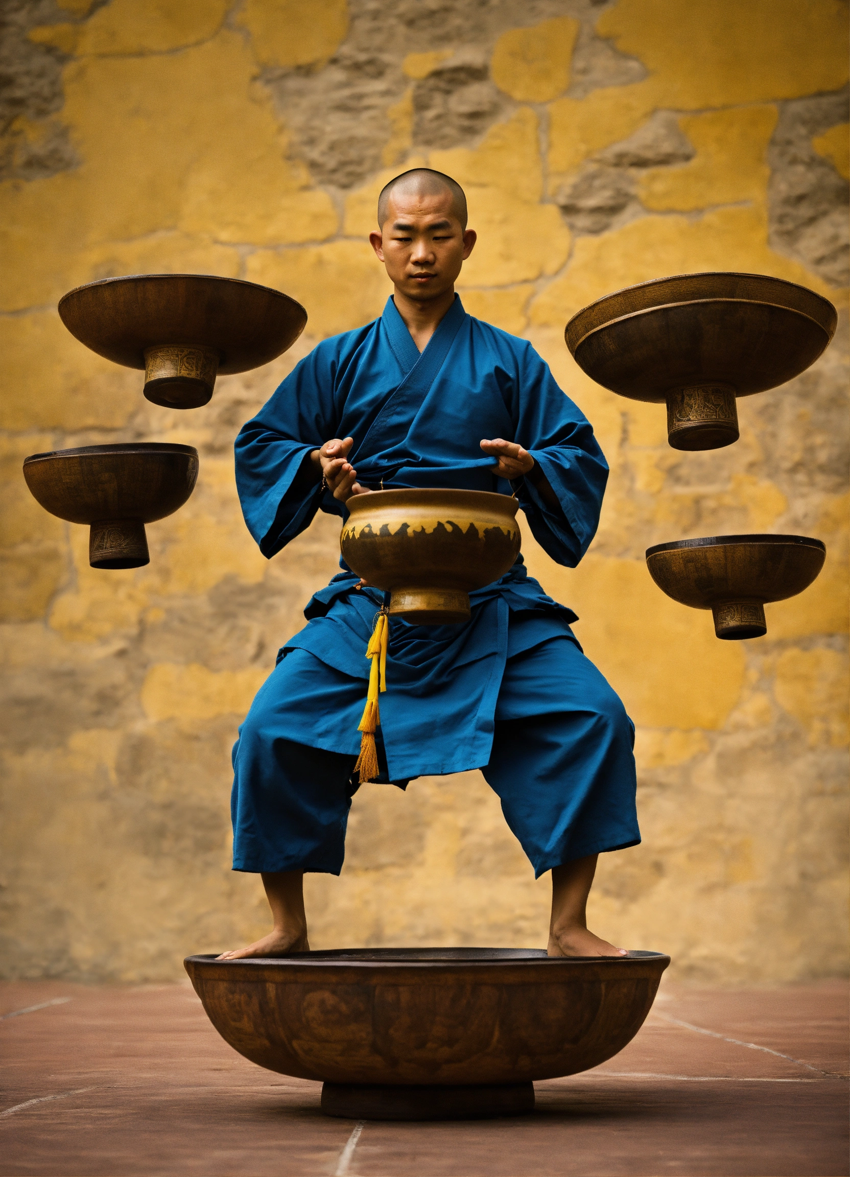 Lexica - Shaolin monk balancing with outstretched hands holding tibetan ...