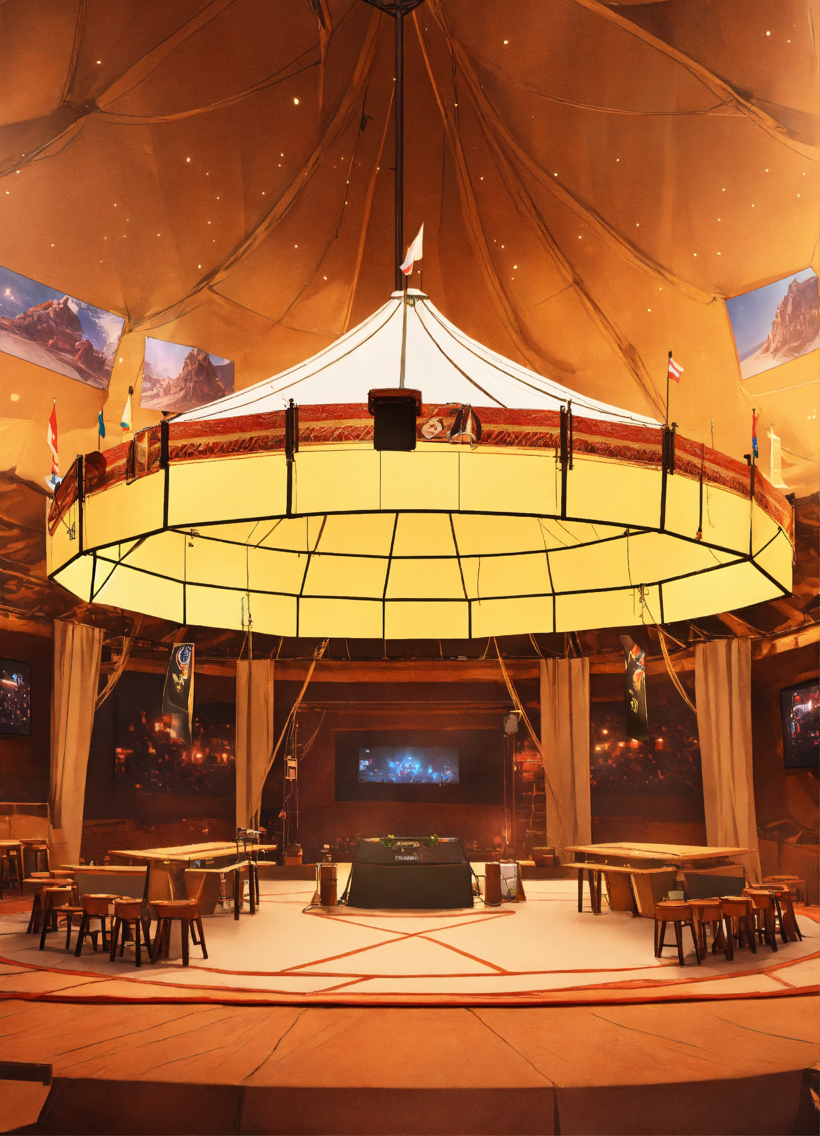 Lexica - Generate an image of a small esports venue's desert tent style ...