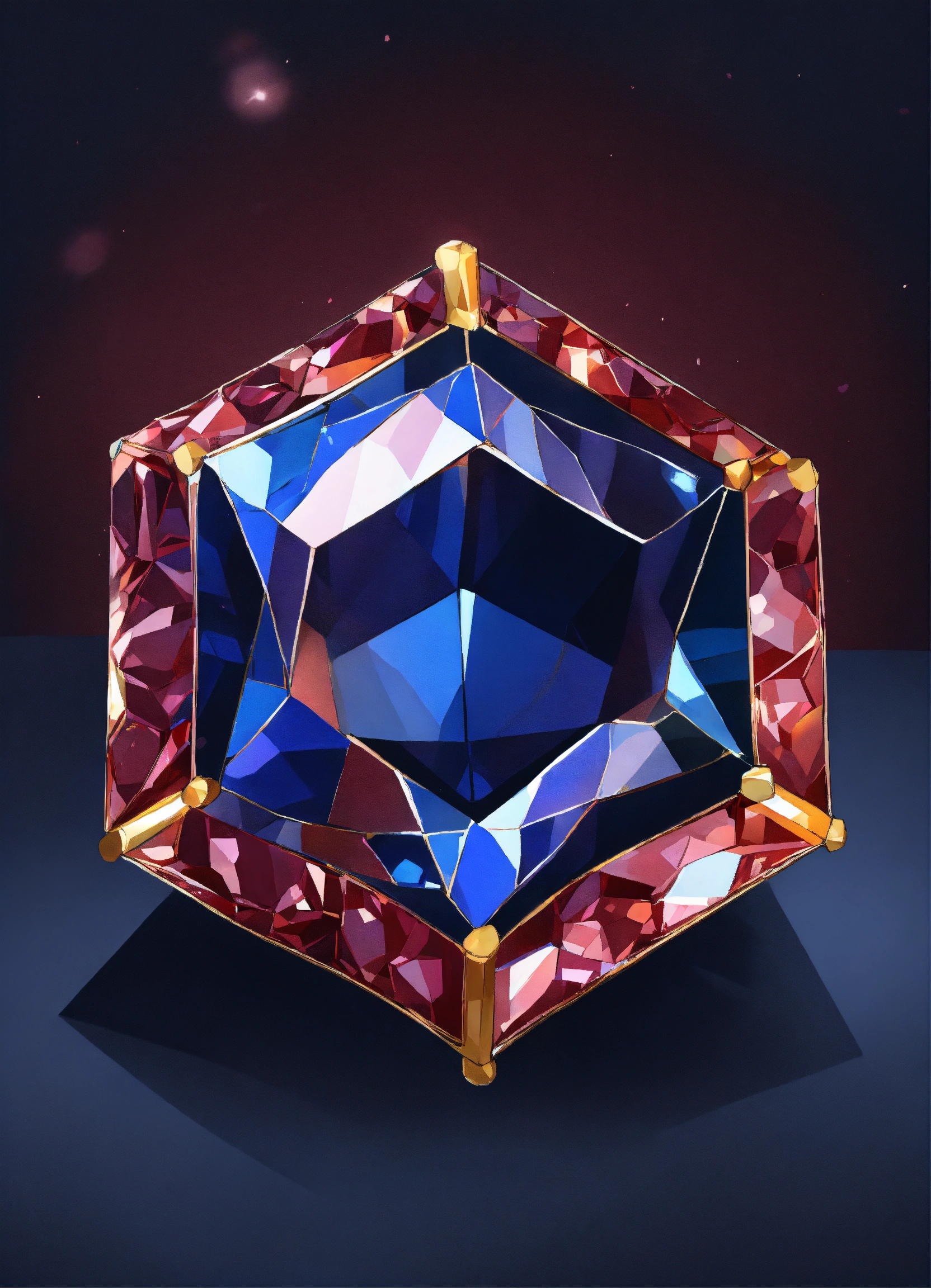 Lexica - A drawing of garnet gemstone on a dark blue background