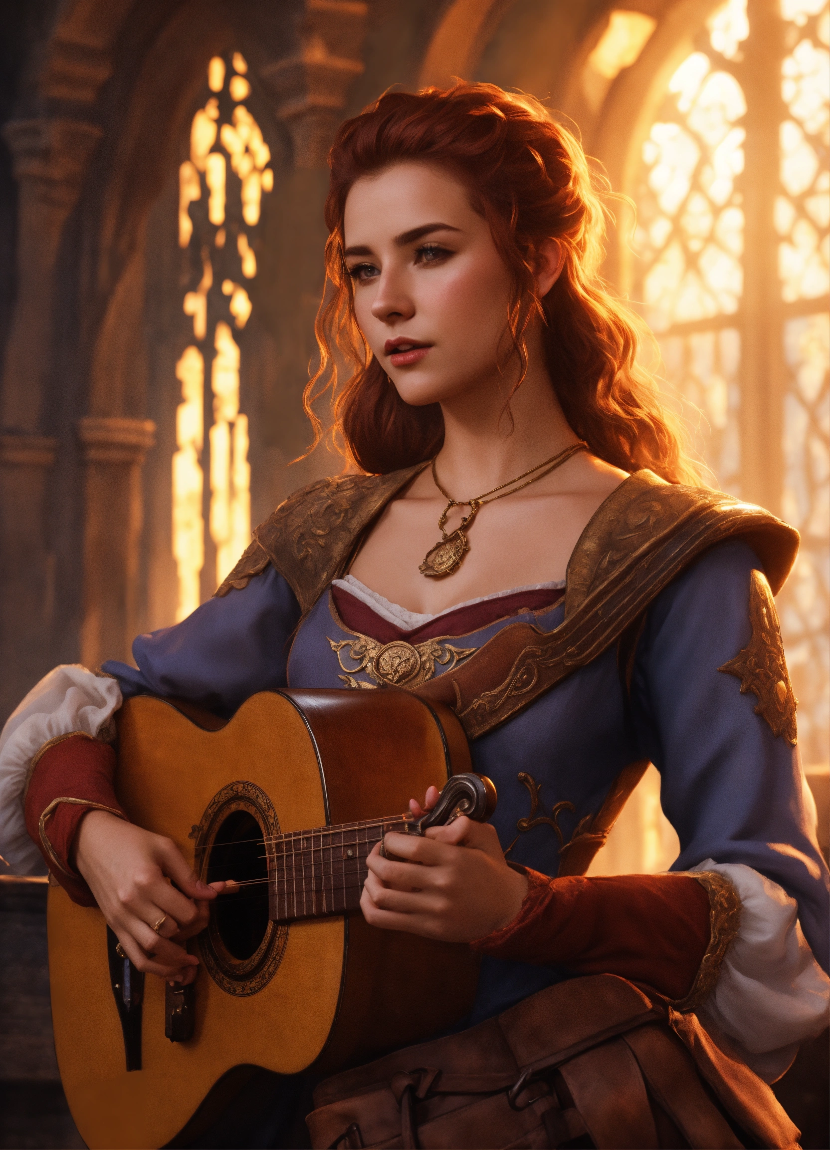 Lexica - D&D, fantasy, cinematic. Female bard