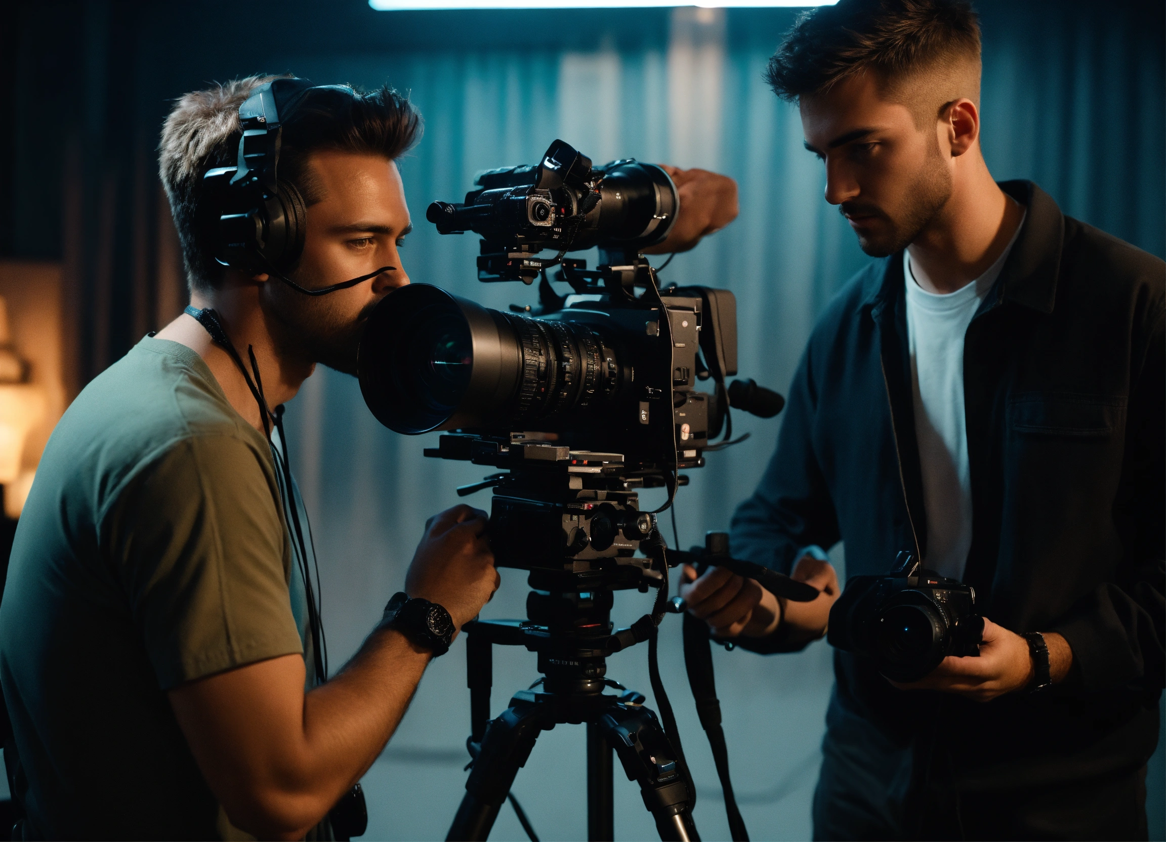 Lexica - The camera operator looks directly into the frame, he is under ...